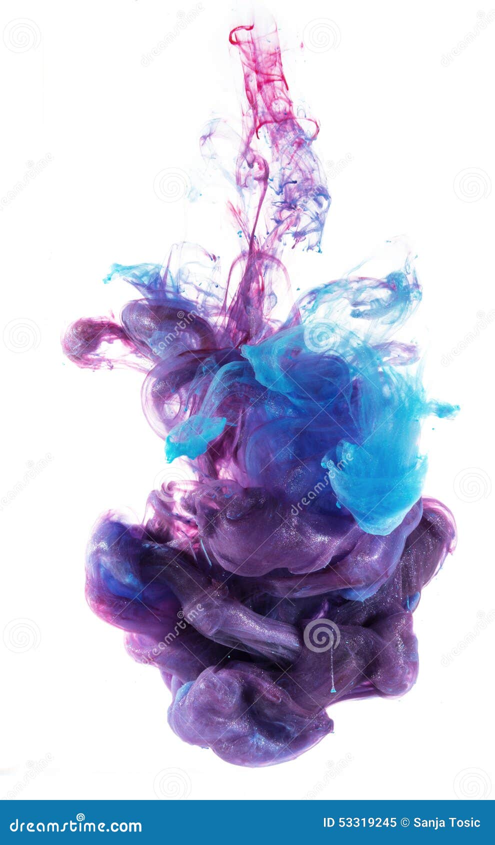 Goccia Blu E Viola Di Colore Dell'inchiostro Subacquea Immagine Stock ...