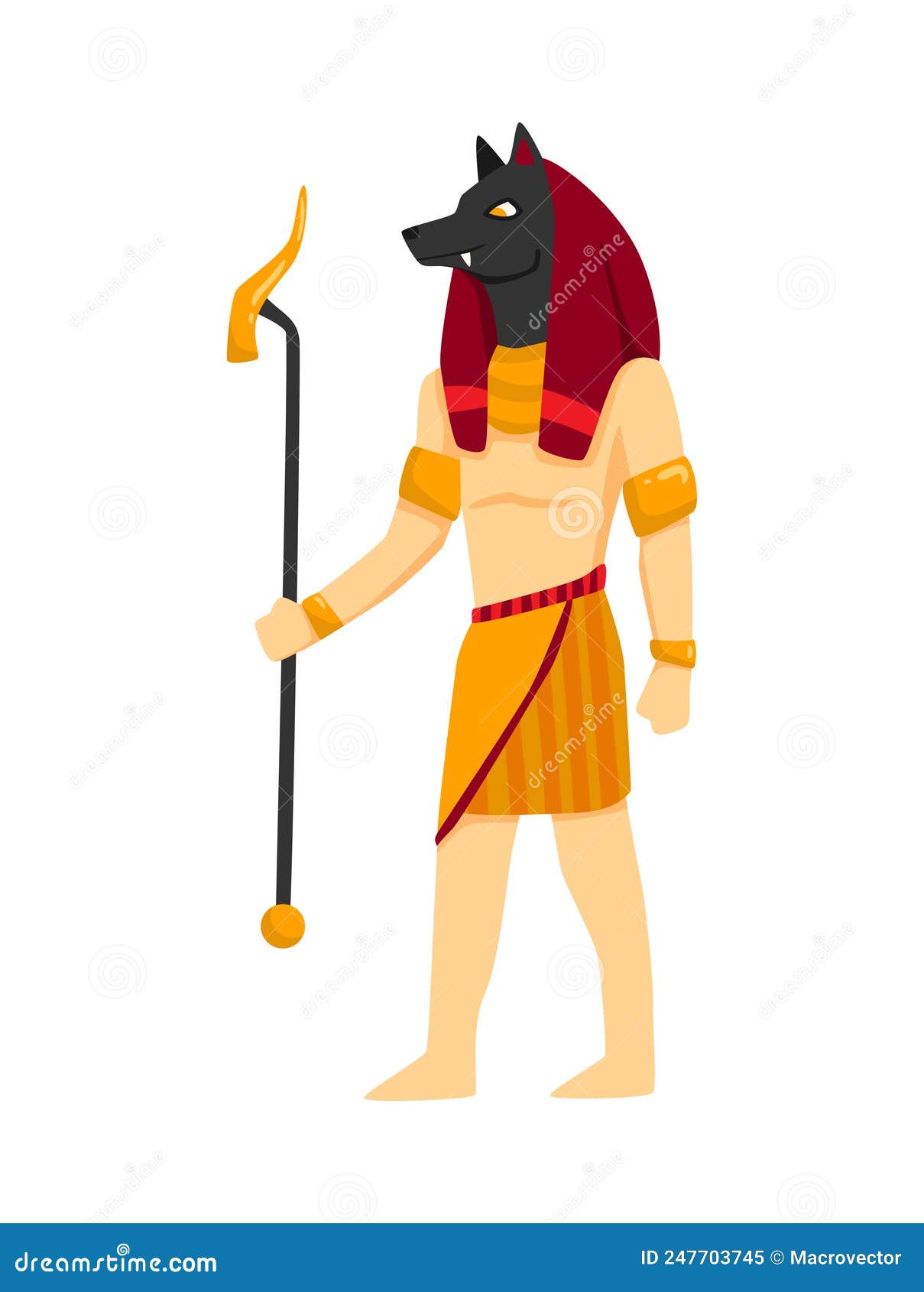 Anubis God Of Egypt Mythology Character Design Vector Illustration ...