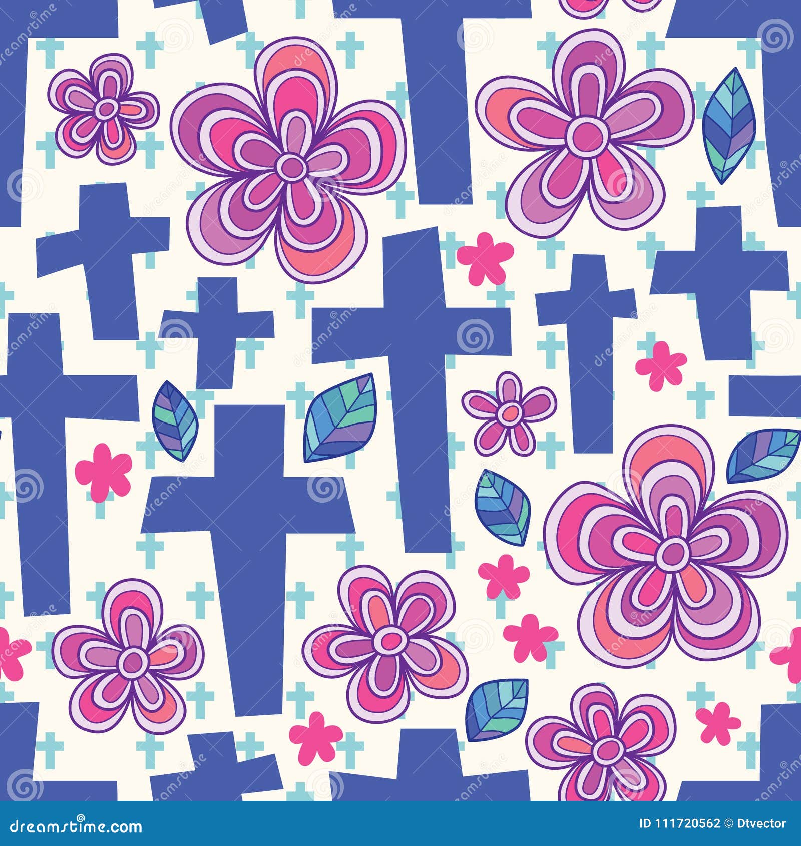 God Cross Flower Seamless Pattern Stock Vector - Illustration of prints ...