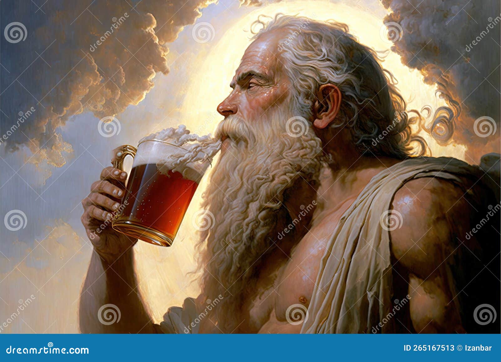 God Drinking a Beer Generative Ai Stock Illustration - Illustration of ...