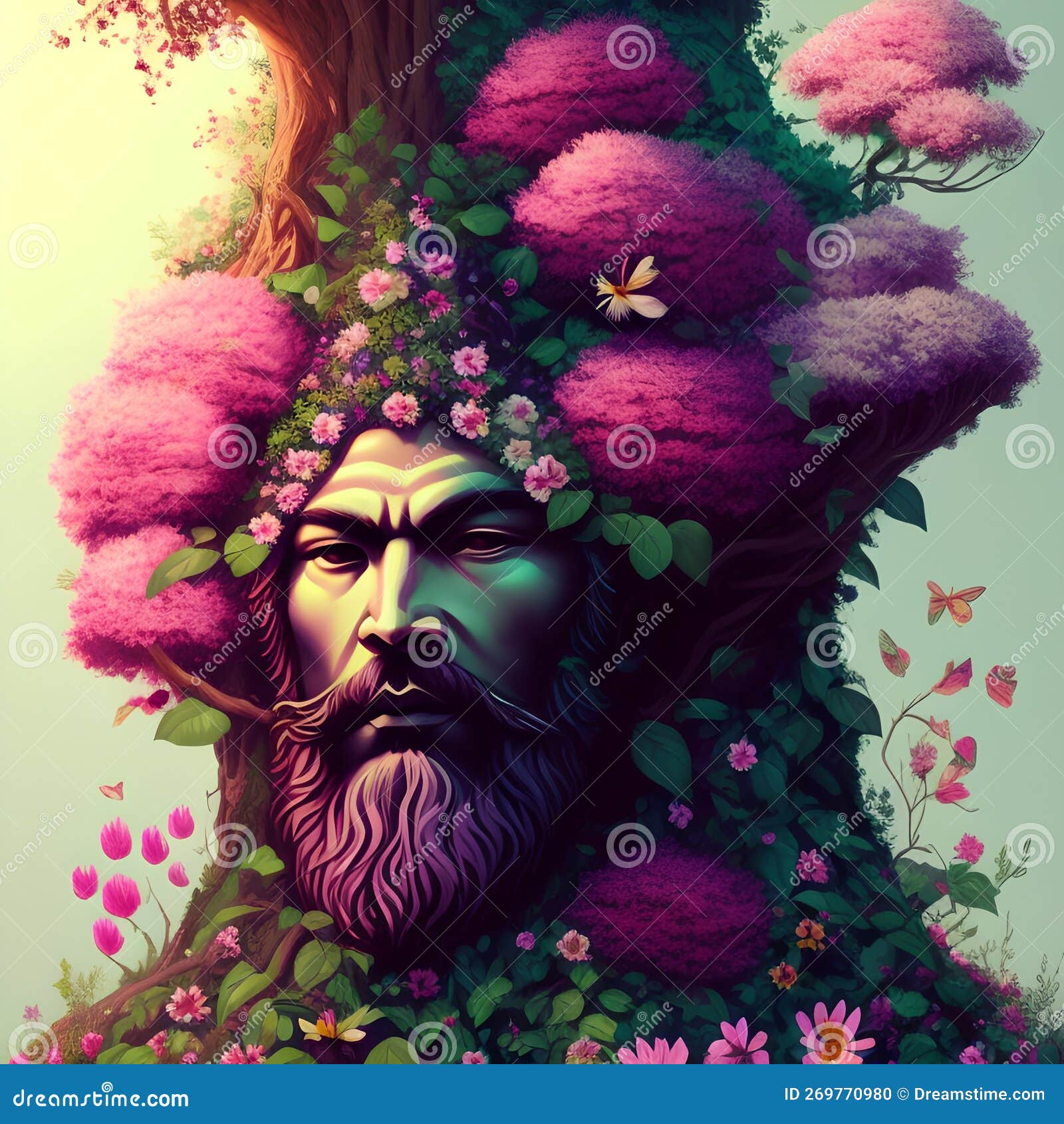 God of Flowers and Trees, Generative AI Illustration Stock Illustration ...