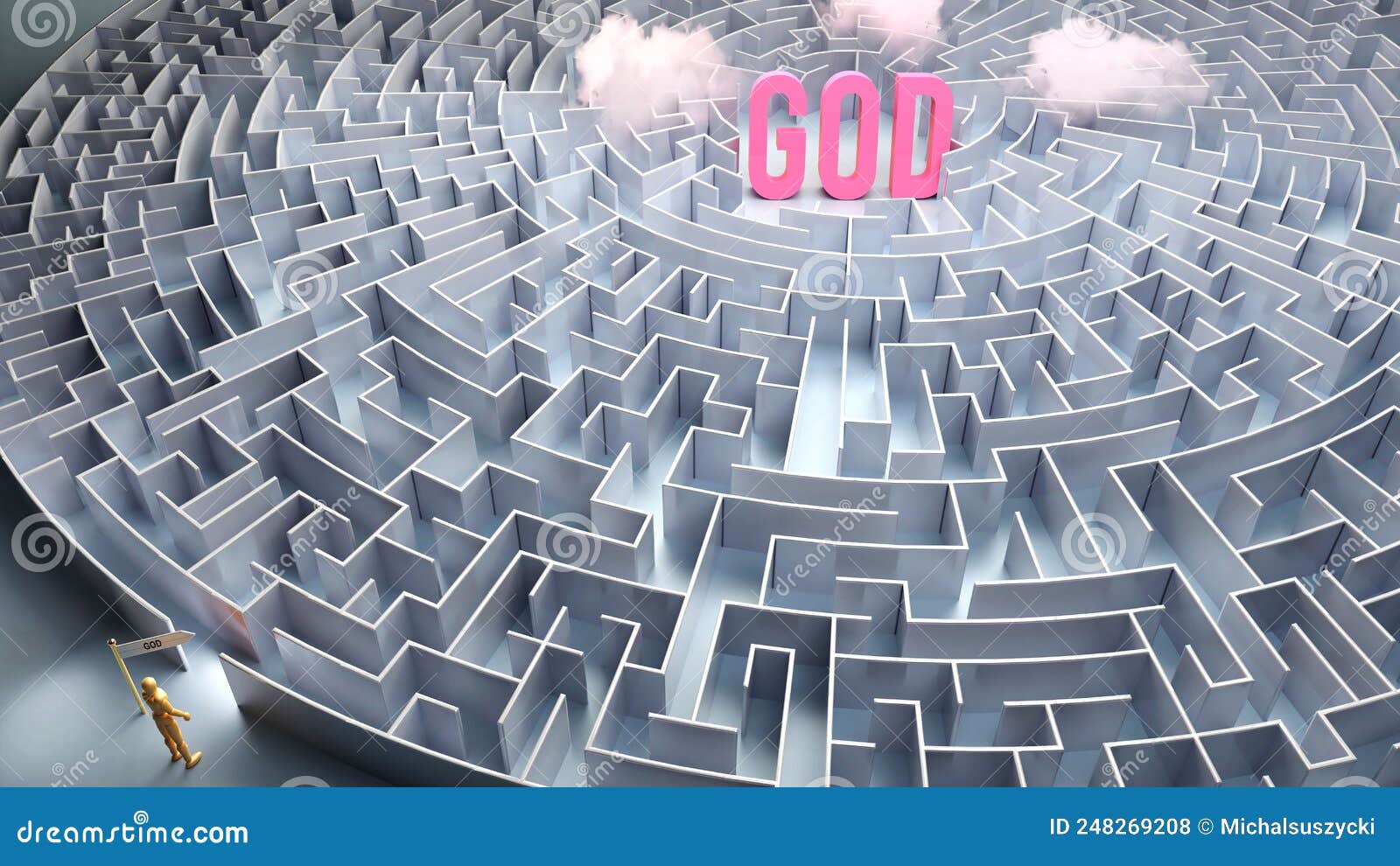 God and a Difficult Path To it Stock Illustration - Illustration of ...