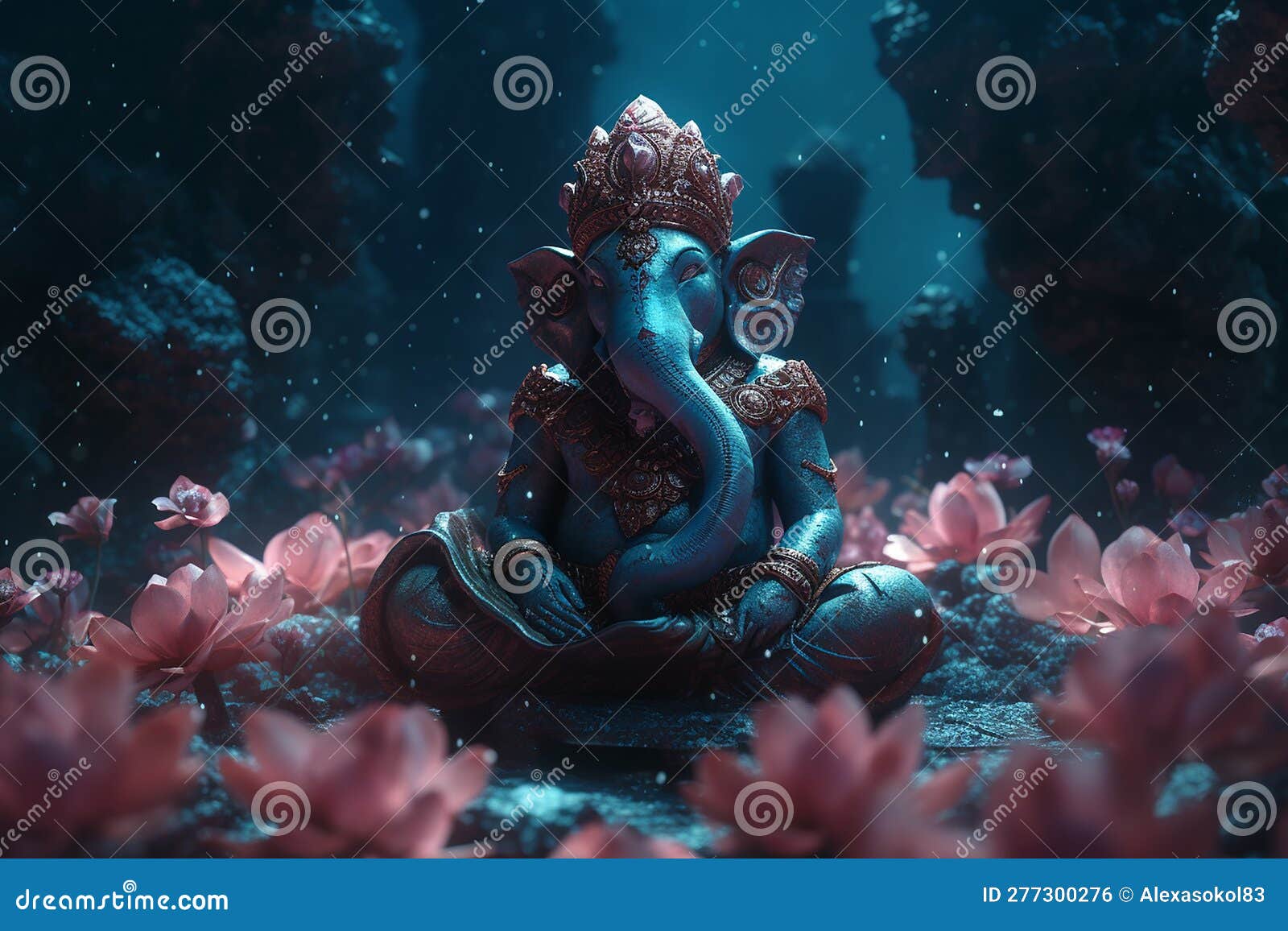 God Ganesha on Lotus Flower Stock Illustration - Illustration of gods ...