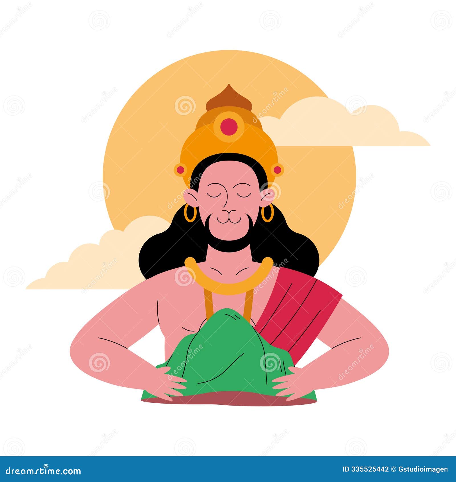 God Hanuman Holding Mountain in His Hand Stock Illustration ...