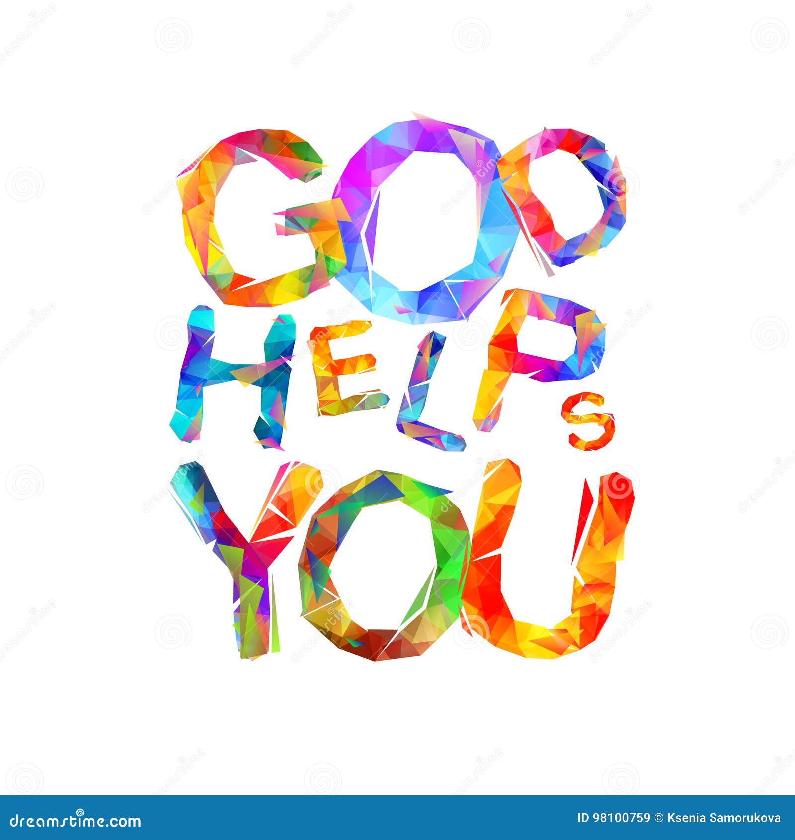 God Helps You. Vector Triangular Letters Stock Vector - Illustration of ...