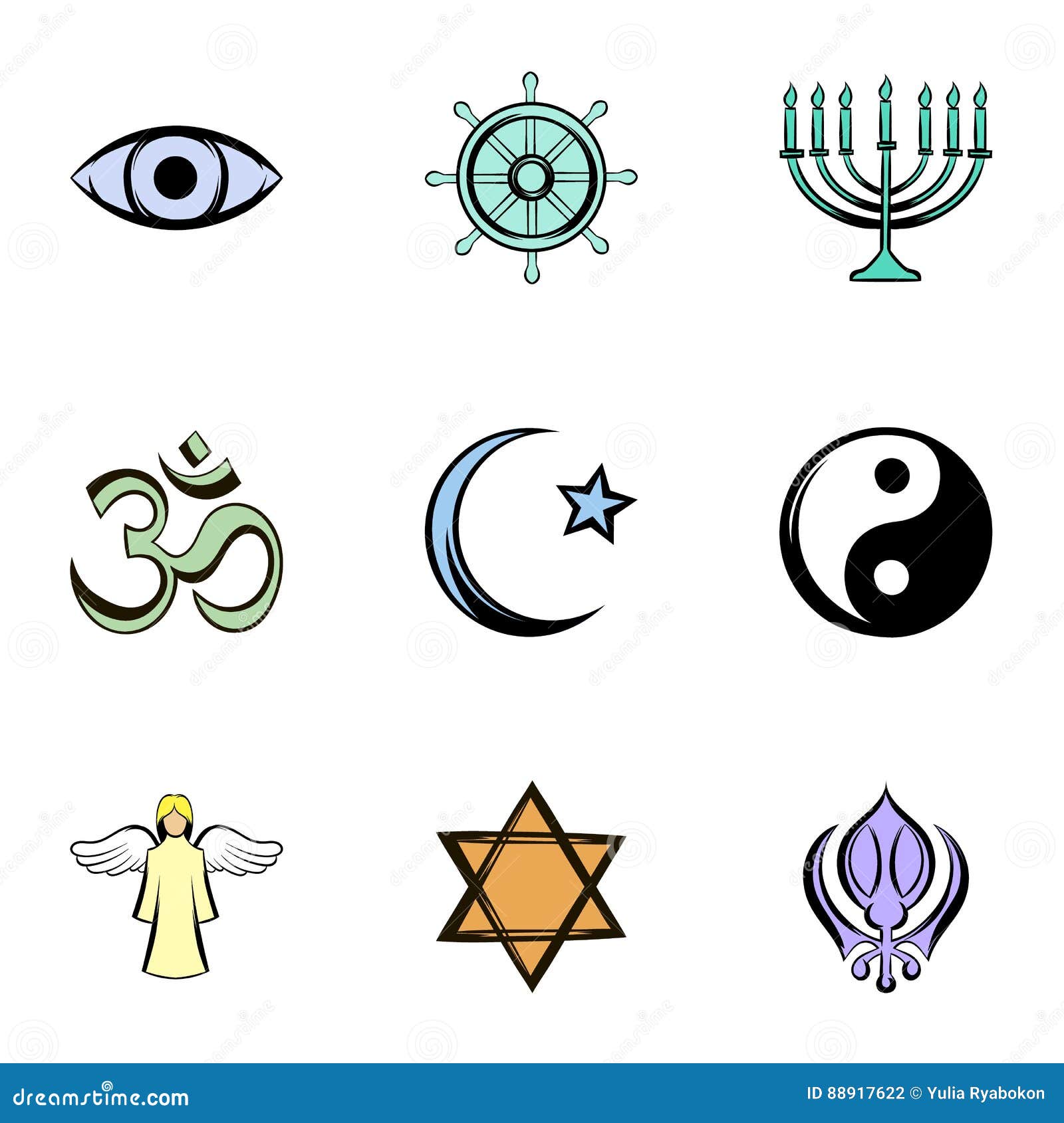 God Icons Set, Cartoon Style Stock Vector - Illustration of believe ...