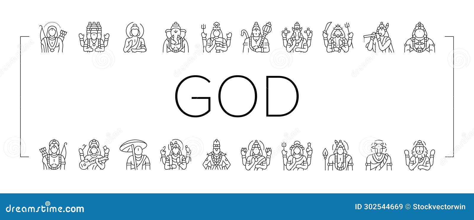God Indian Hindu Lord Krishna Icons Set Vector Stock Illustration ...