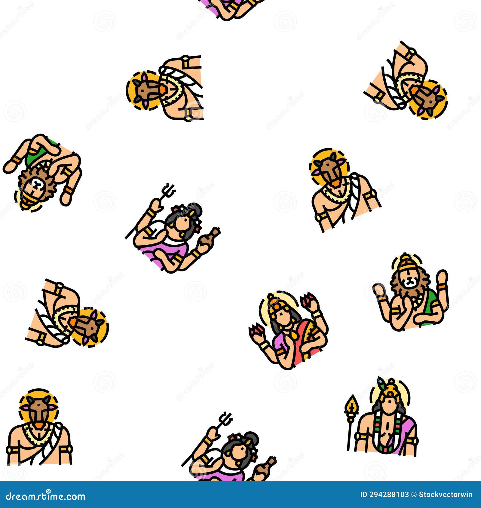 God Indian Hindu Lord Krishna Vector Seamless Pattern Stock Vector ...