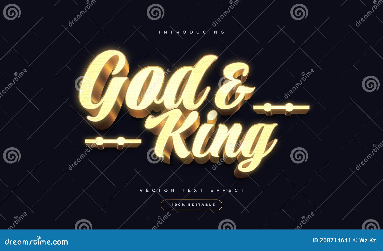 God and King Text with 3D Style and Gold Glow Effect Stock Vector ...