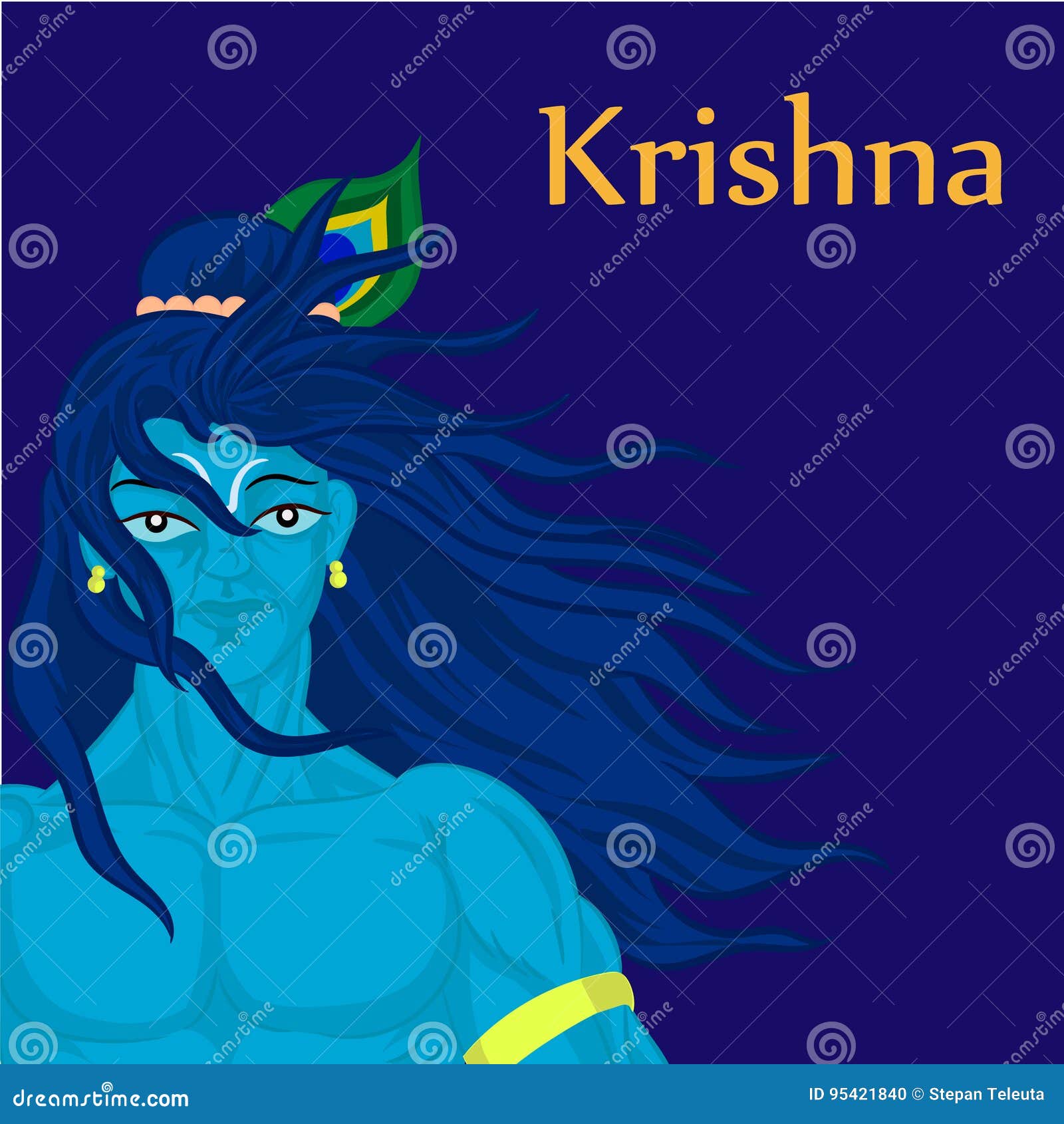 God Krishna character stock vector. Illustration of mythological - 95421840