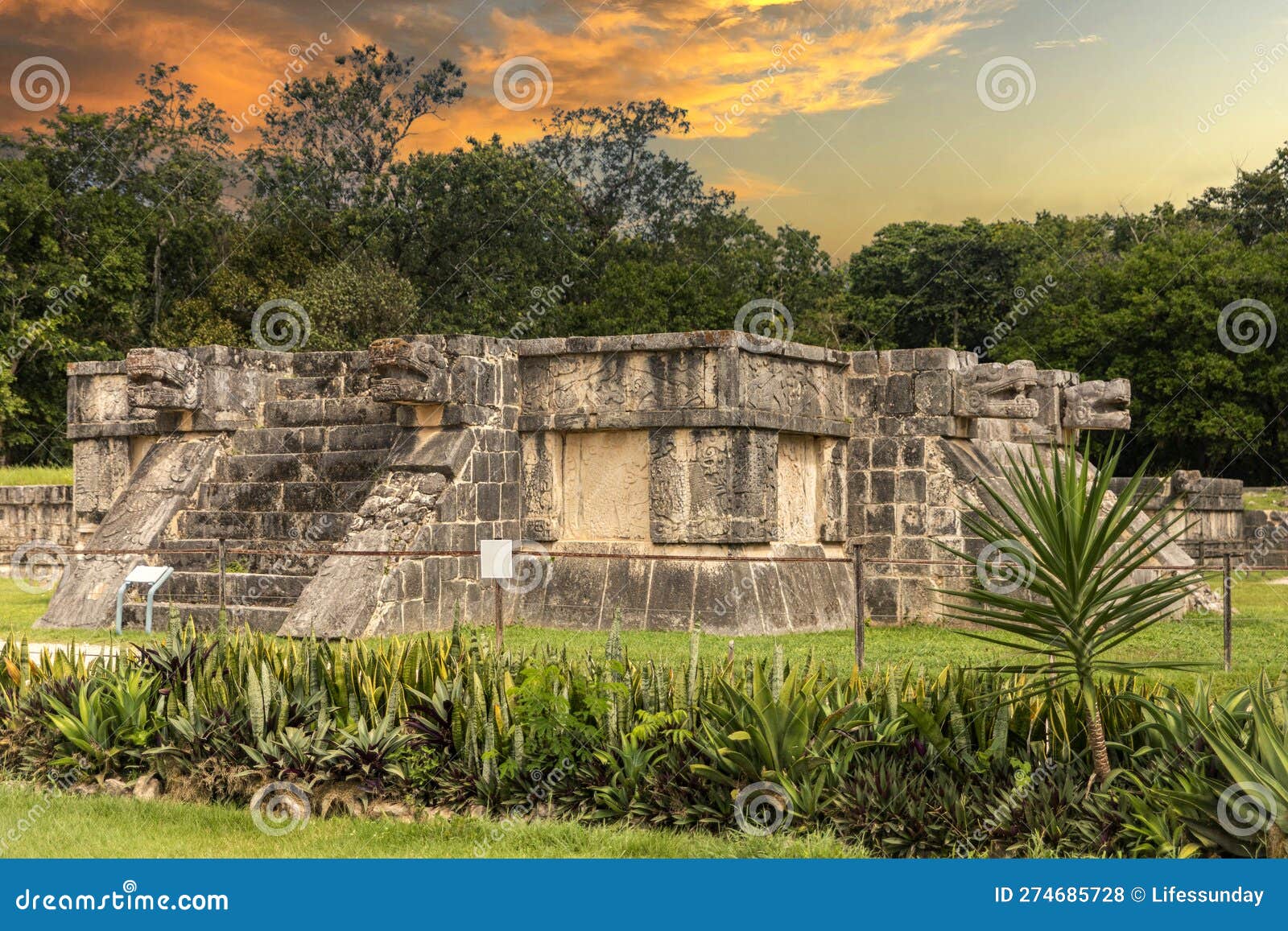 God Kukulkan on the Platform of Eagles and Jaguars Under a Beautiful ...