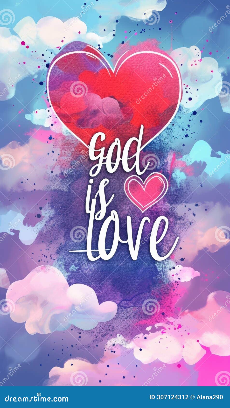 God is Love - Lettering Calligraphy on Abstract Clouds Background ...
