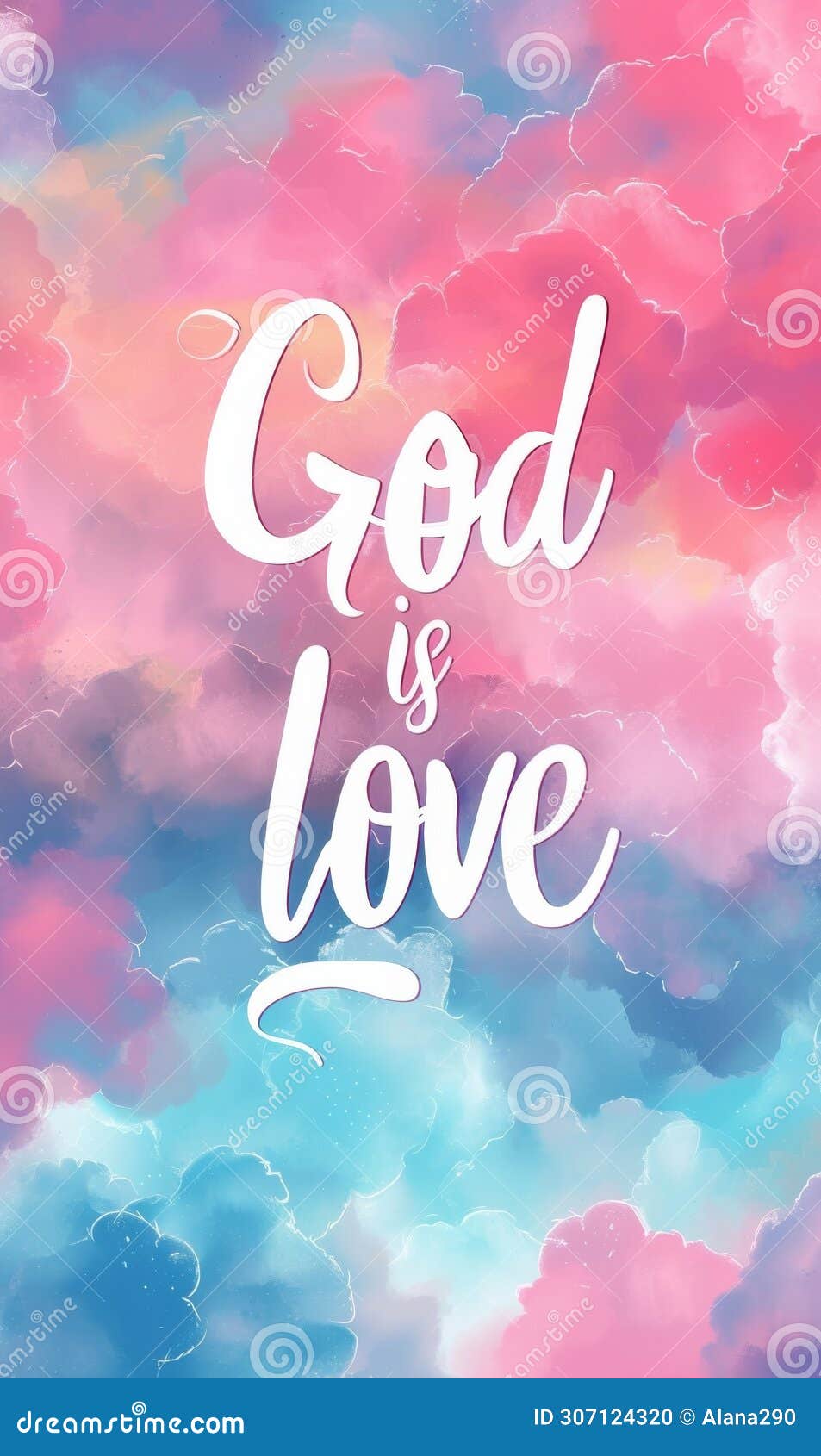 God is Love - Lettering Calligraphy on Abstract Clouds Background ...