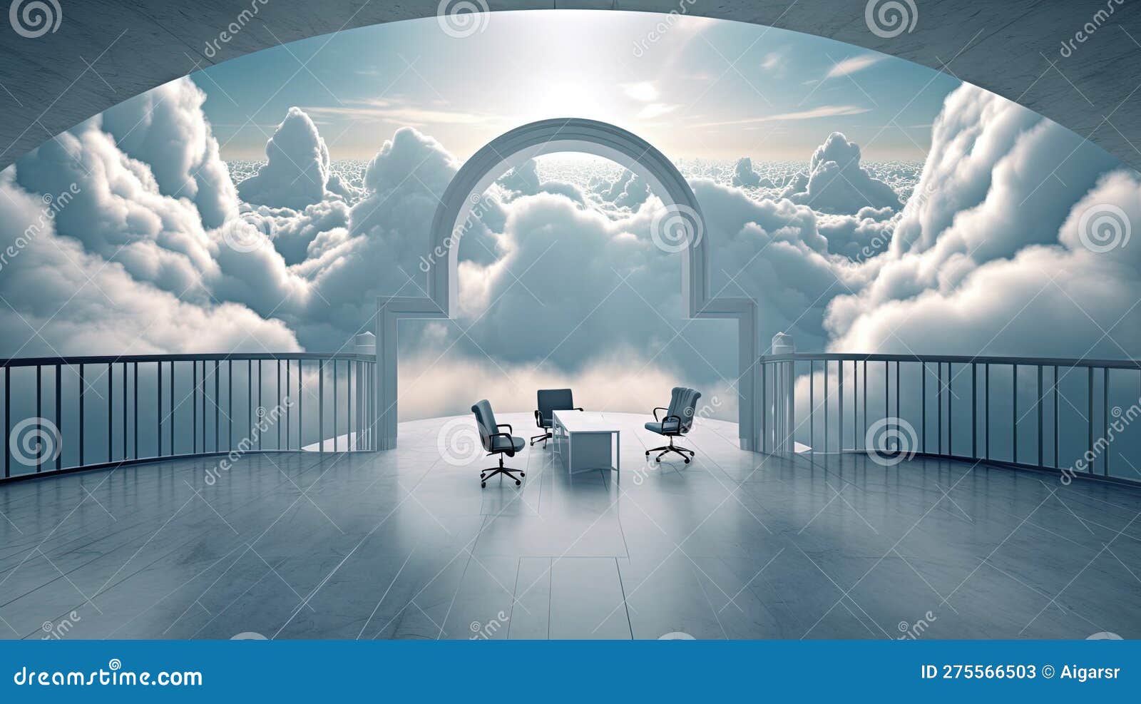 God office in the clouds. stock illustration. Illustration of office ...