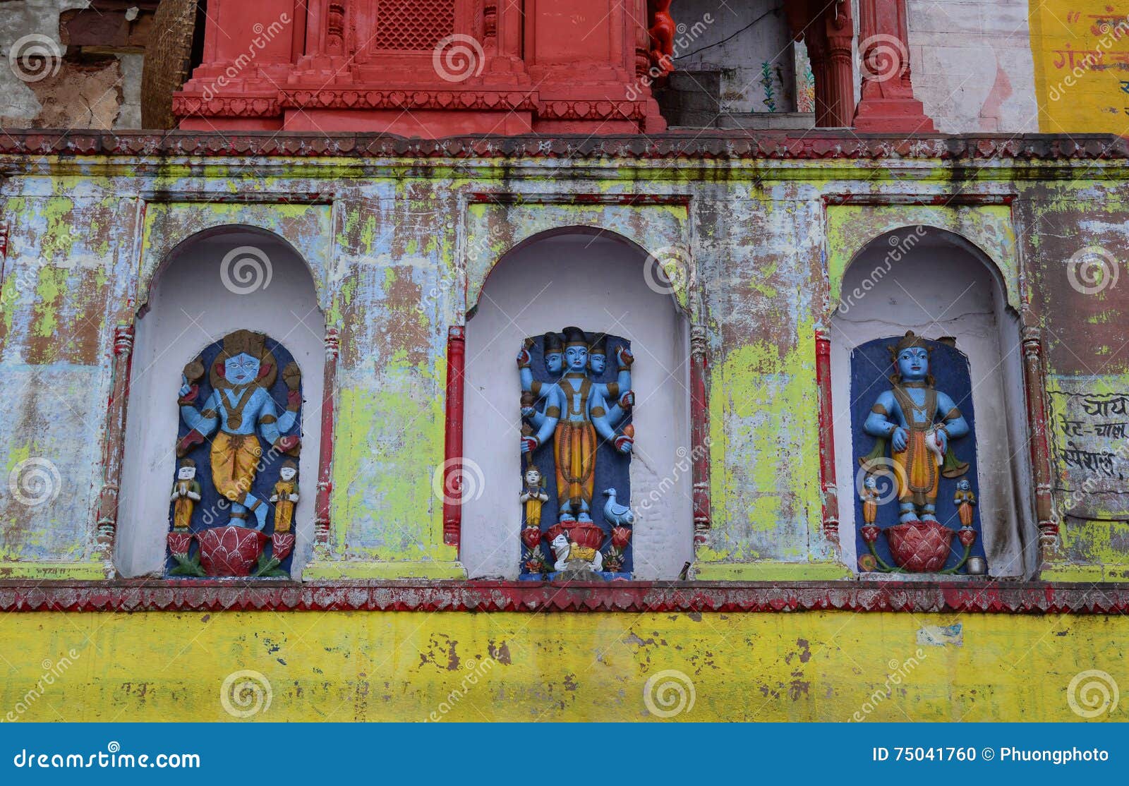 God Paintings on the Old Wall in Varanasi, India Editorial Image ...