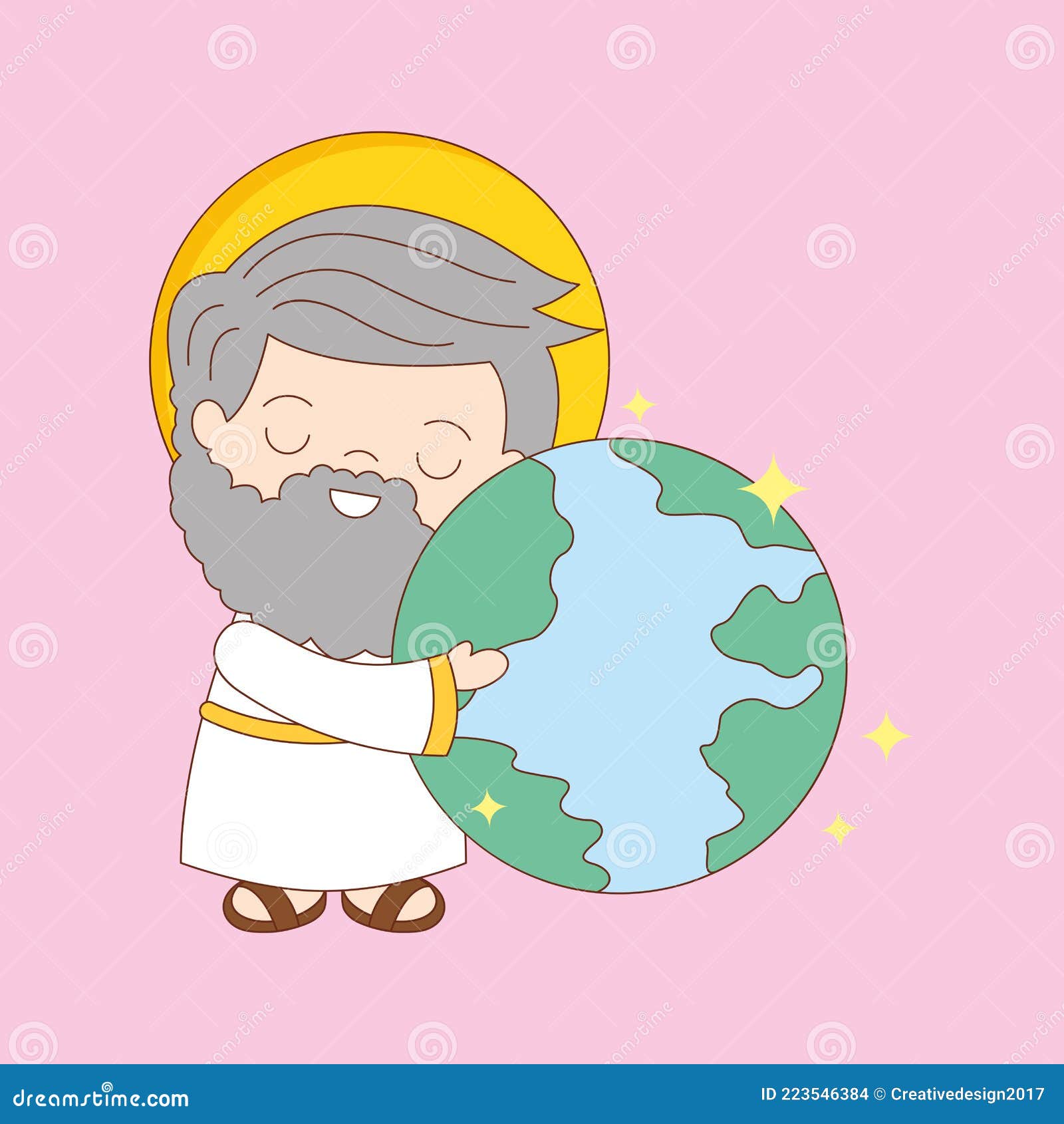 God and planet stock vector. Illustration of cute, drawing - 223546384