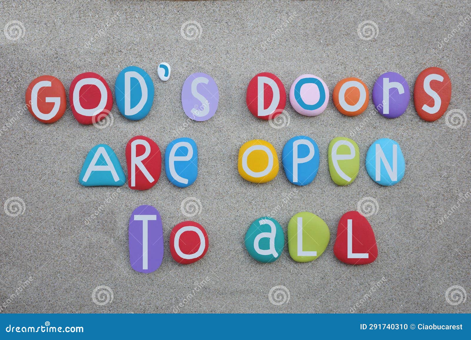God S Doors are Open To All, Creative Text Composed with Multi Colored ...