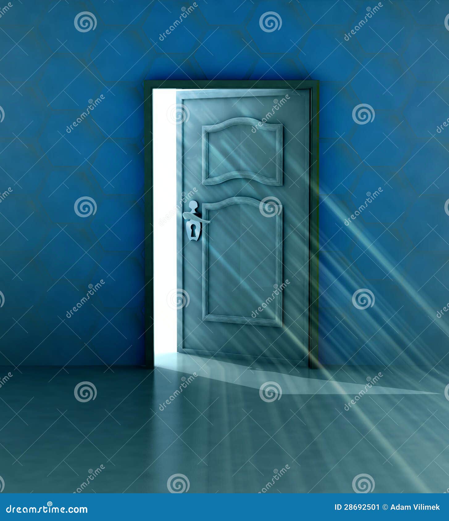God Salvation Behind Blue Wall and Opened Door Stock Illustration ...