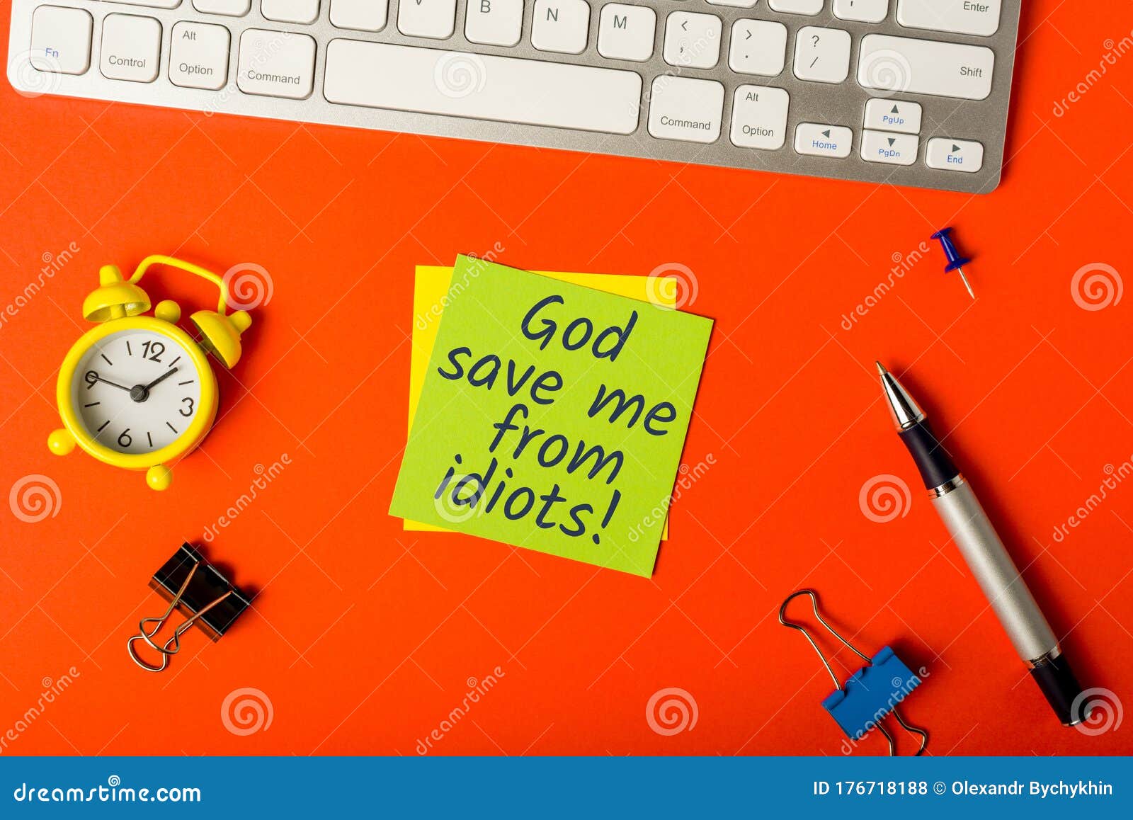 God Save Me from Idiots - Message on Office Workplace Stock Photo ...