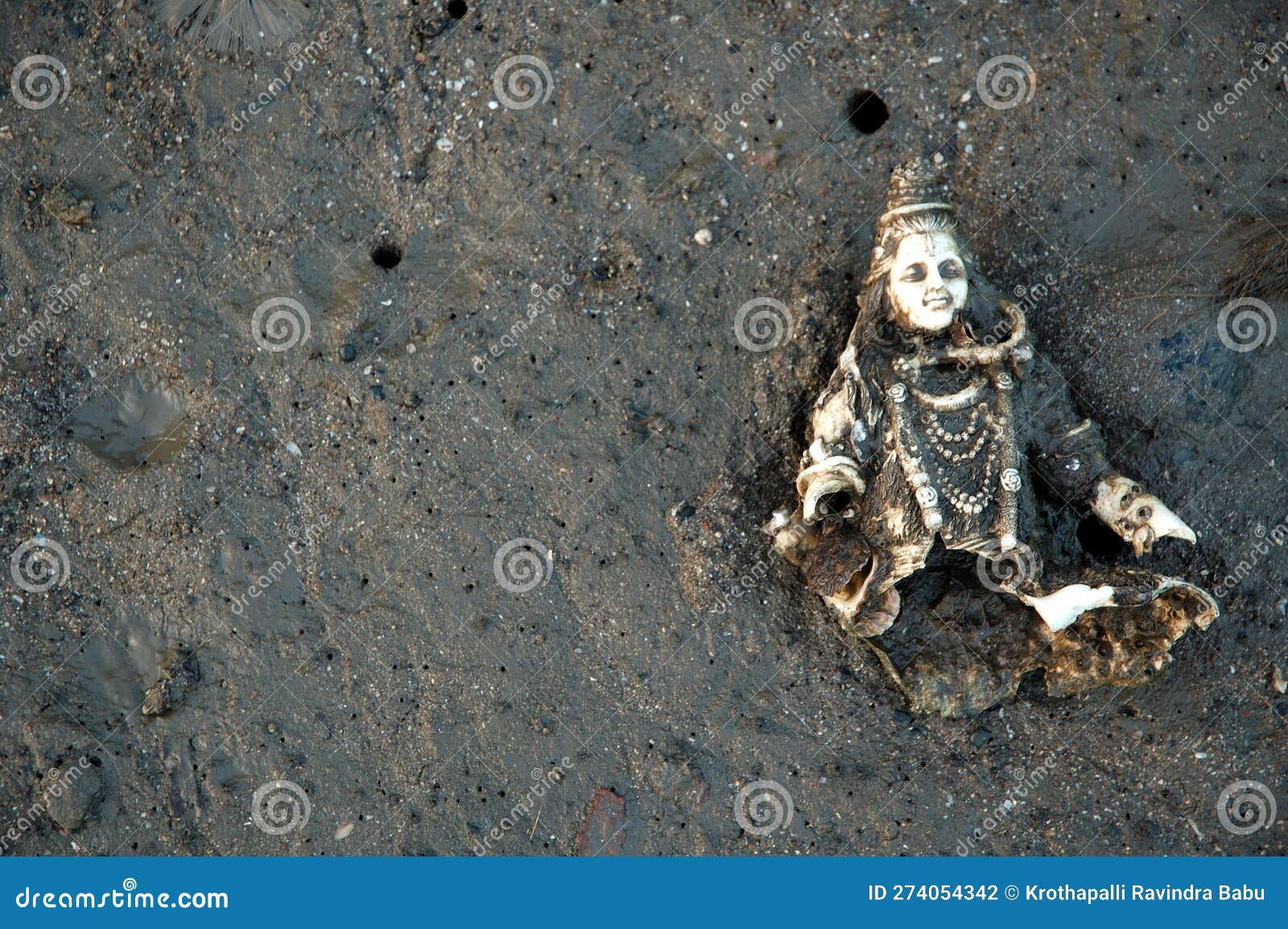 God Statue in the Mud India Stock Photo - Image of culture, flowers ...