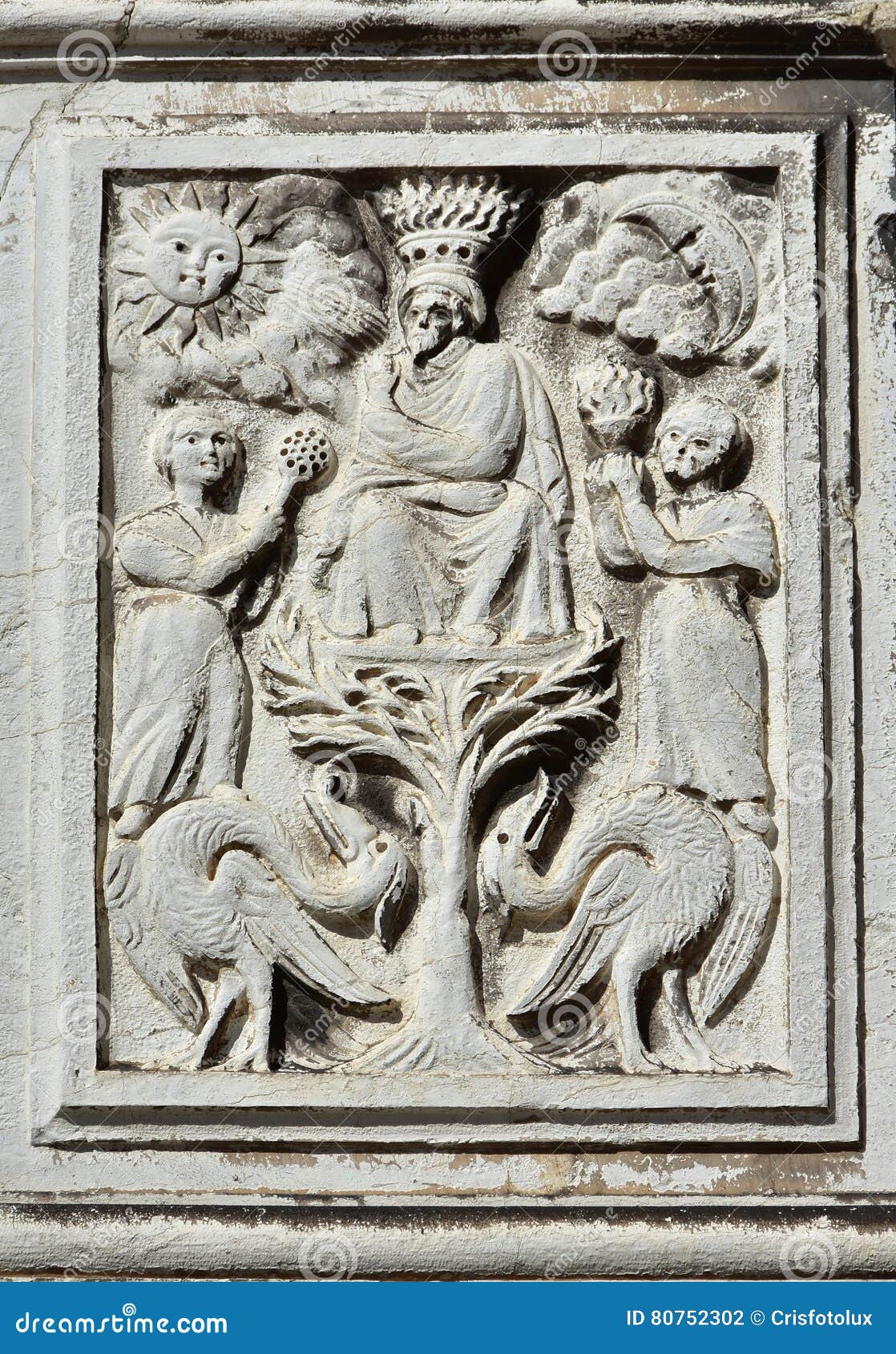 God with Sun and Moon stock photo. Image of worship, architecture ...