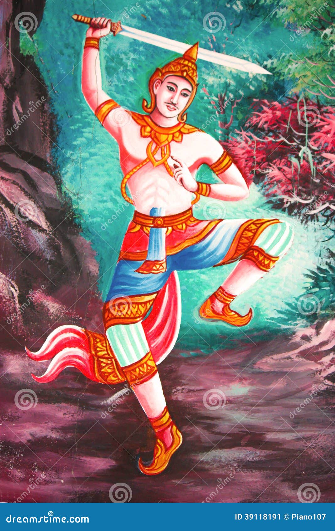 God with the sword stock image. Image of sword, mural - 39118191