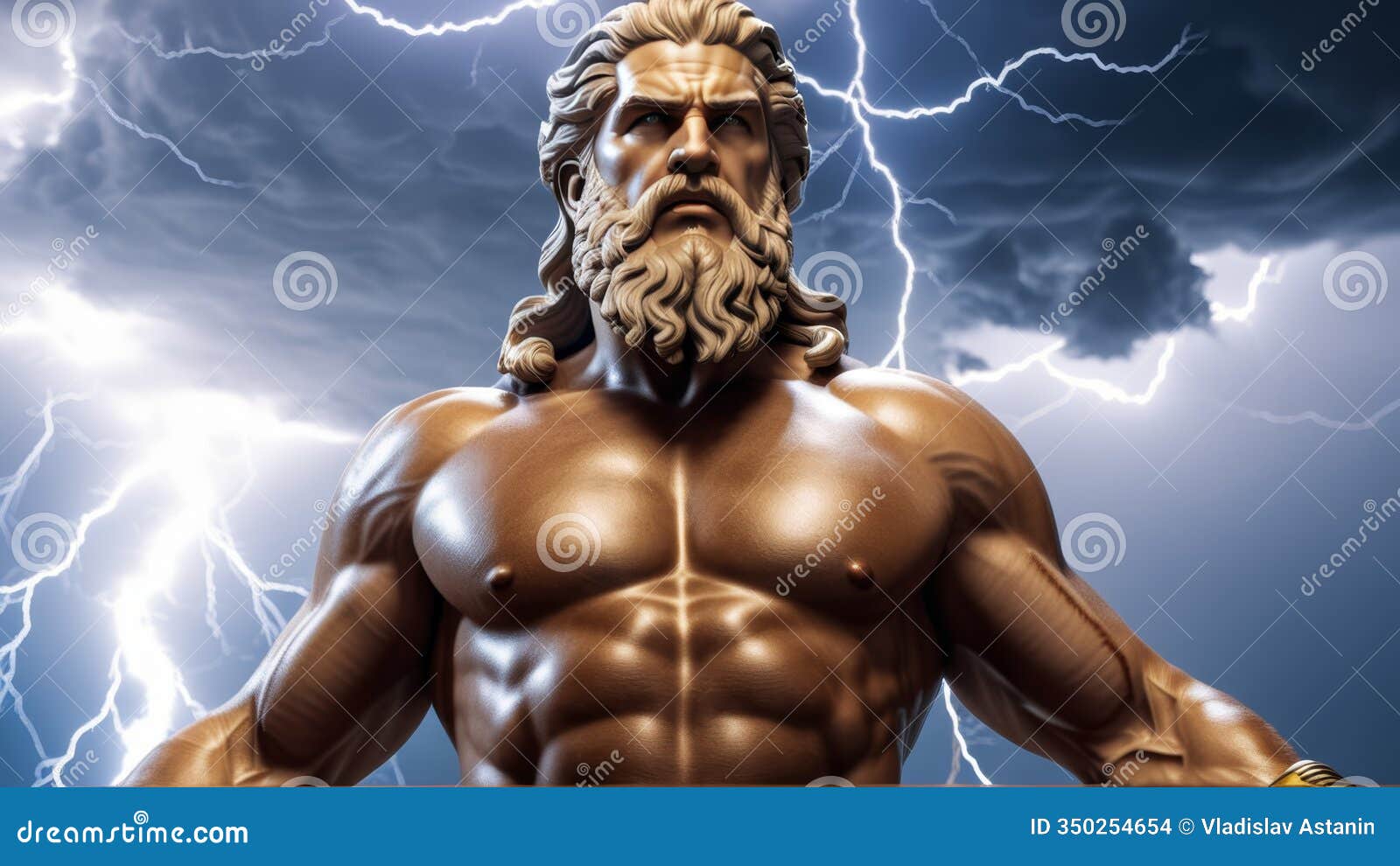 God of Thunder Against the Background of Black Clouds and Lightning ...