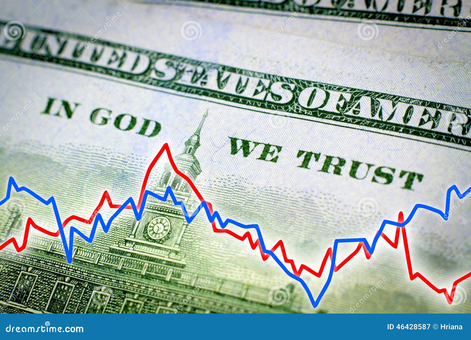 In God we Trust and Financial Graph Stock Illustration - Illustration ...