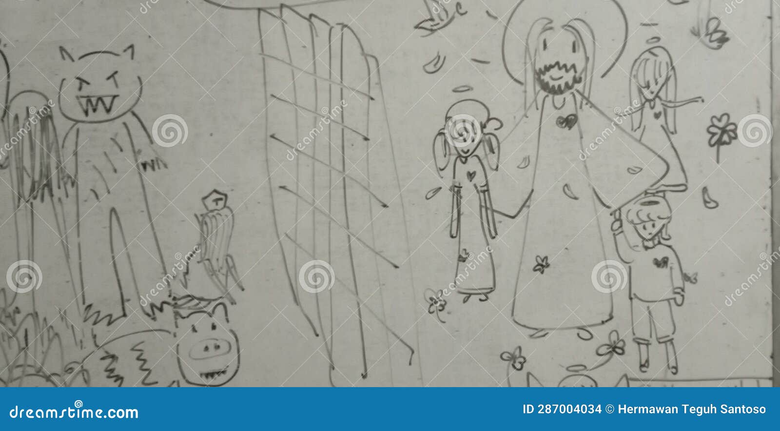 God vs devil stock photo. Image of sketch, face, pattern - 287004034