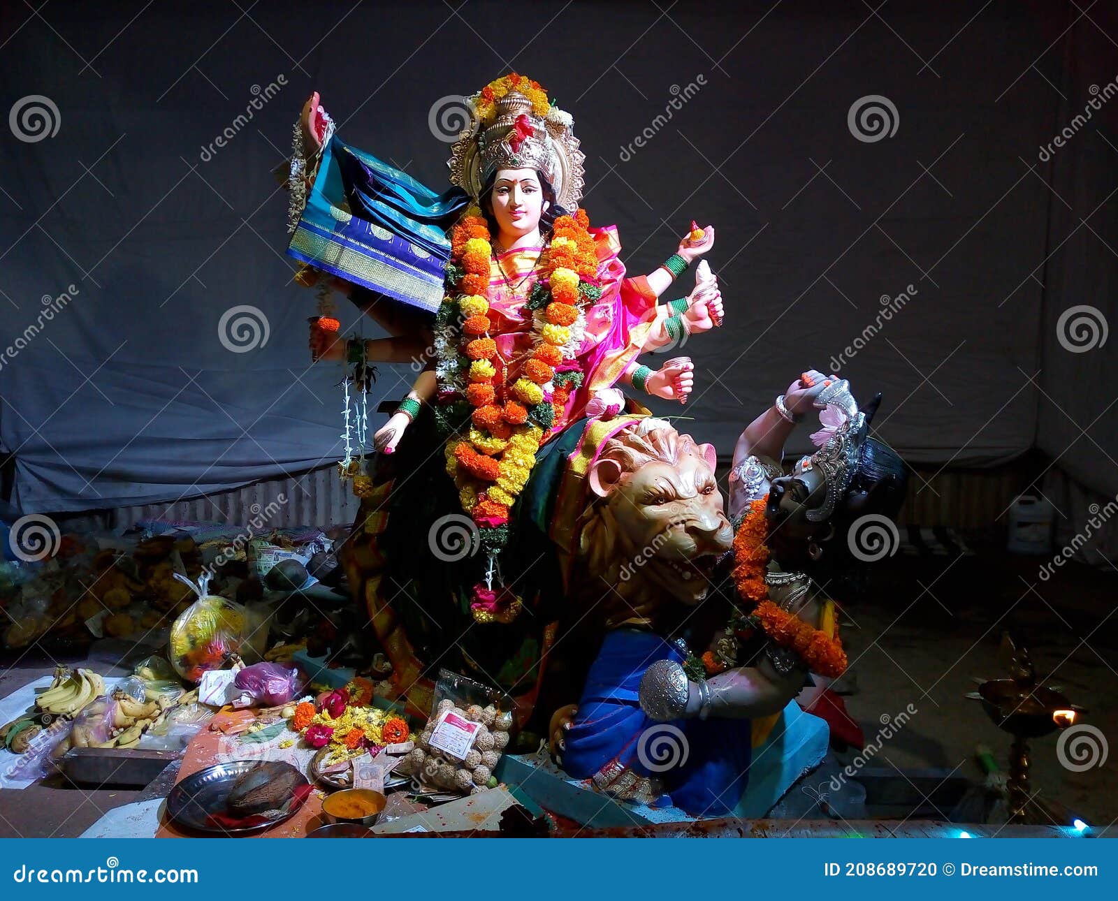 Goddess Durga the Angry Lady Stock Photo - Image of clothing, dance ...