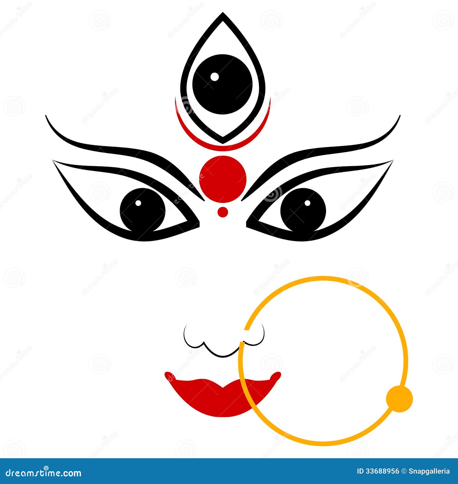 Goddess Durga Face In Happy Durga Puja Background Vector Illustration ...