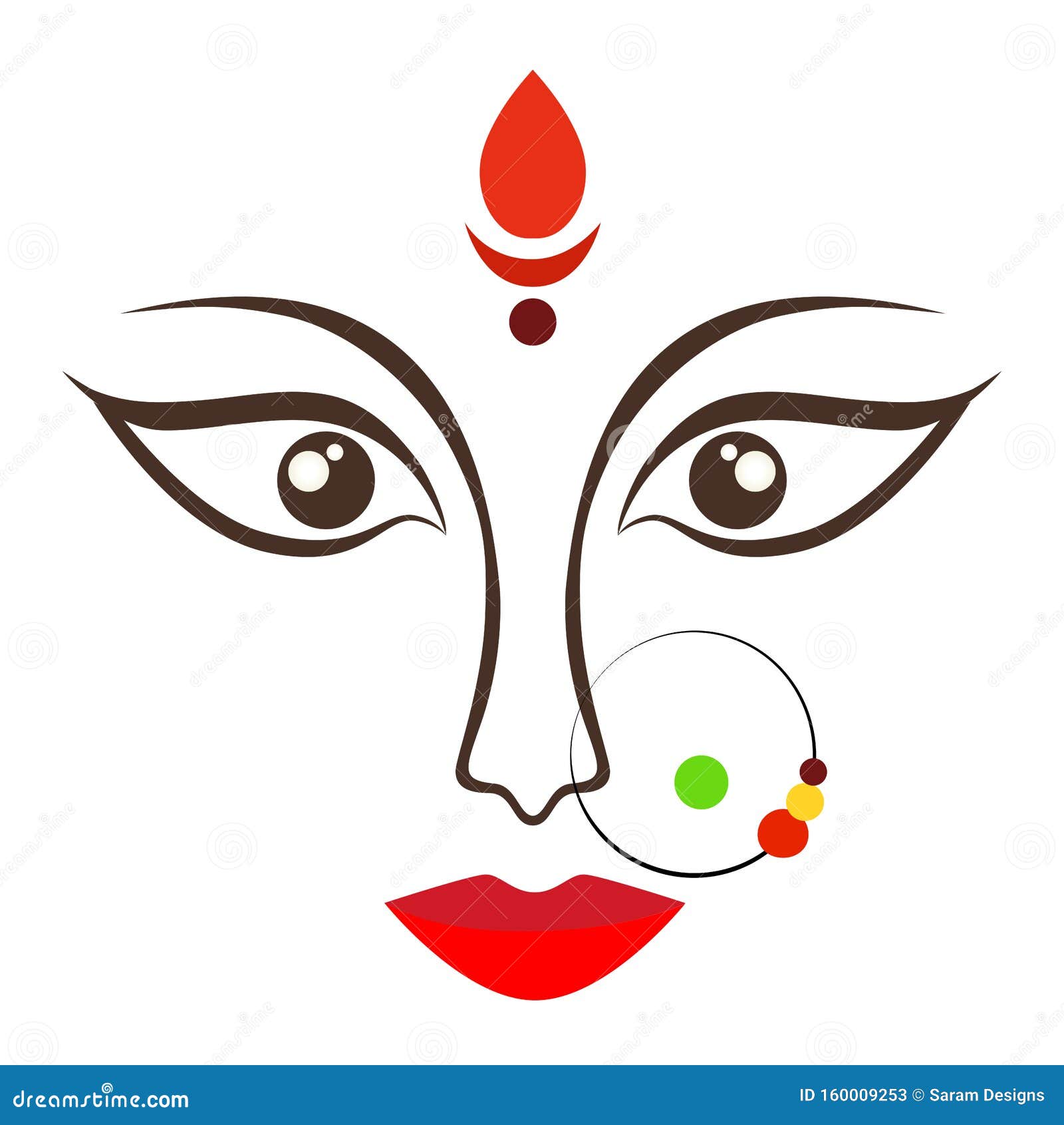 Editable Vector Illustration: Graceful Depiction of Goddess Durga, the ...