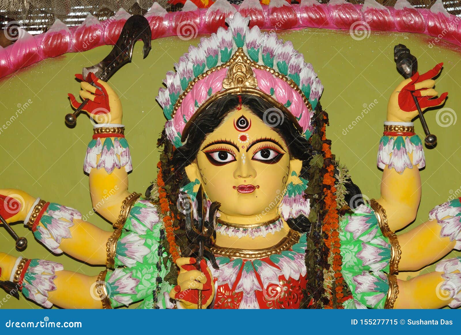 Goddess Durga in Pandal in Kolkata. Stock Image - Image of indian ...