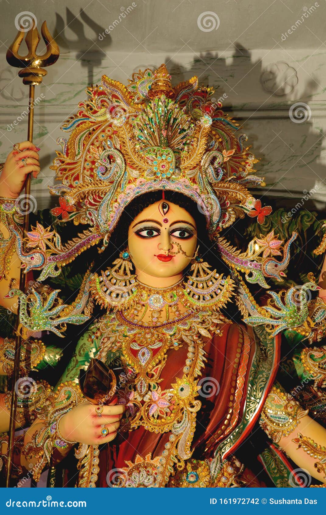 Goddess Durga in Pandal in Kolkata. Stock Photo - Image of fair, snake ...