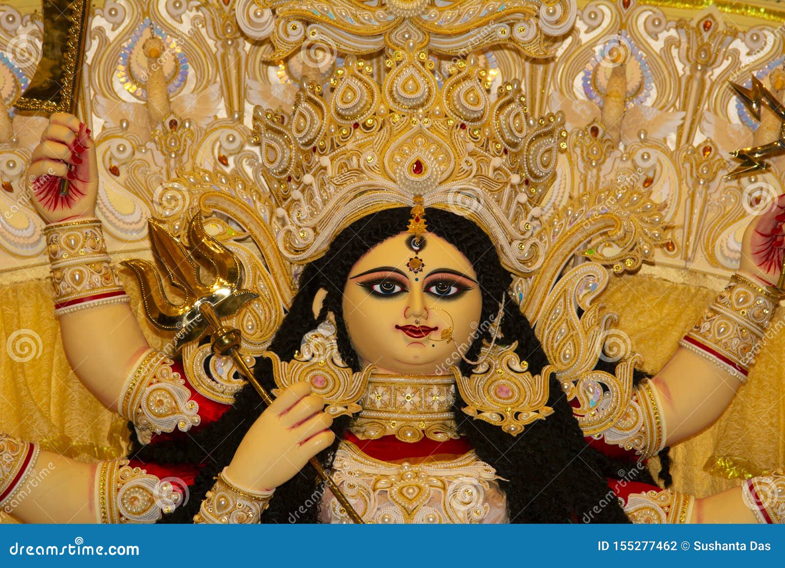 Goddess Durga in Pandal in Kolkata. Stock Photo - Image of palace ...