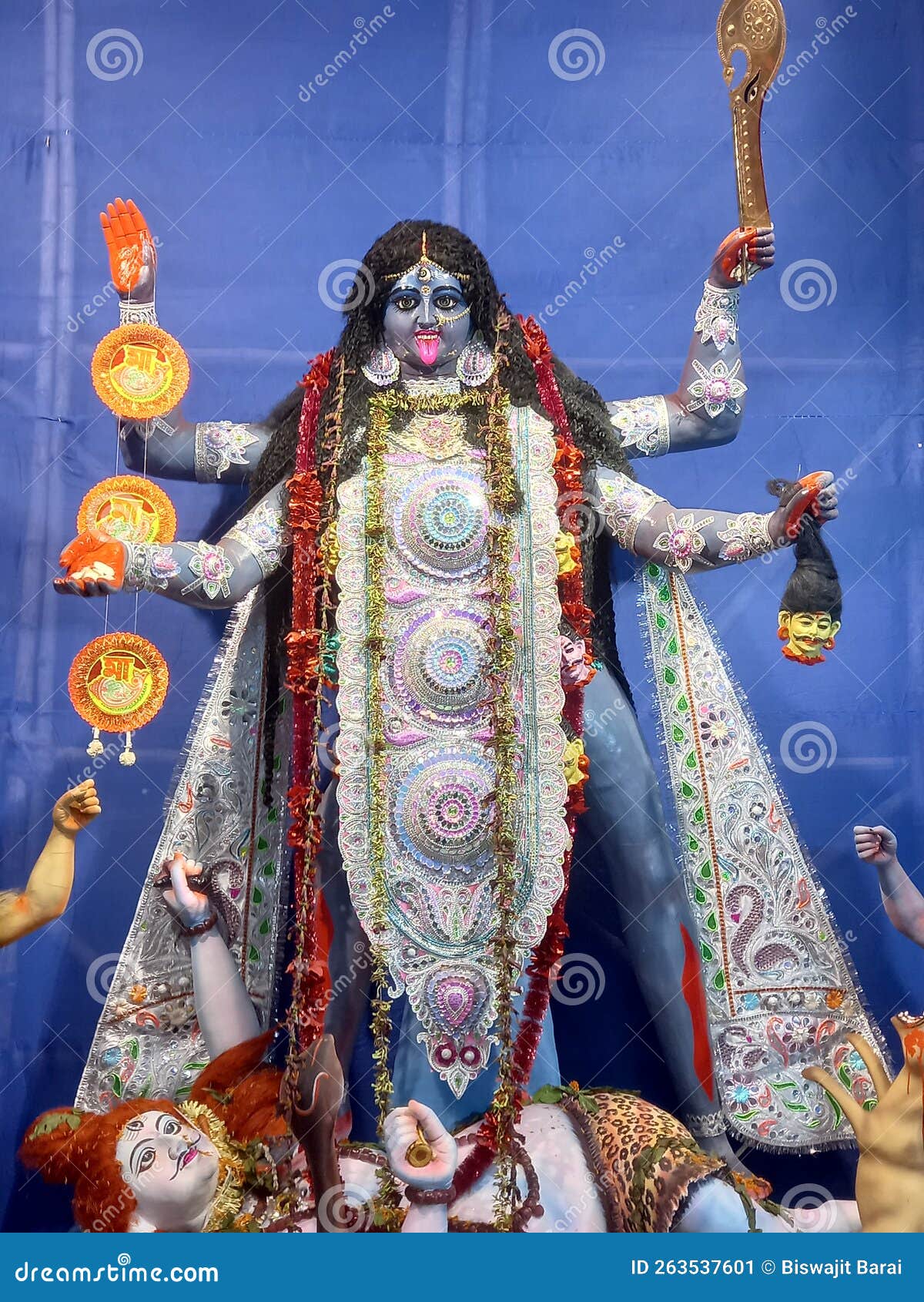 Goddess Ma Kali in Long Stachu. Stock Image - Image of mythology ...