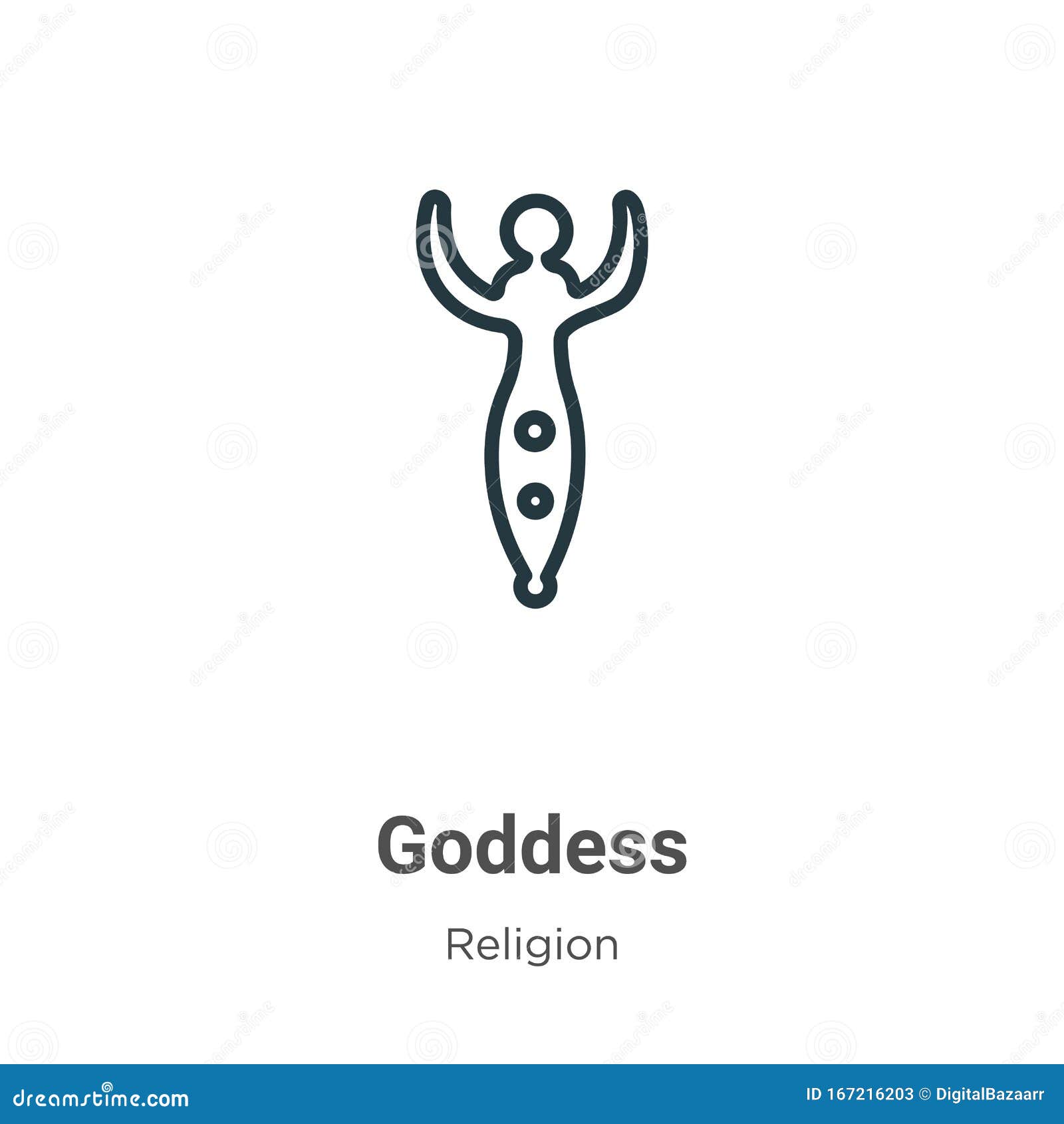 Goddess Outline Vector Icon. Thin Line Black Goddess Icon, Flat Vector ...