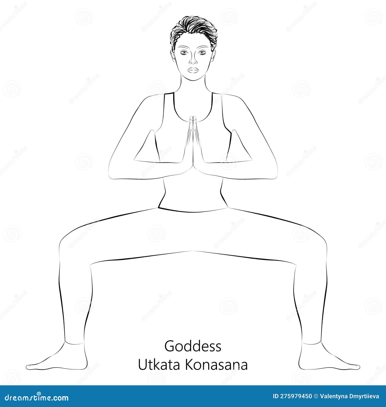 Goddess Pose. Utkata Konasana. Sketch Stock Vector - Illustration of ... Goddess Pose. Utkata Konasana. Sketch Stock Vector - Illustration of ...