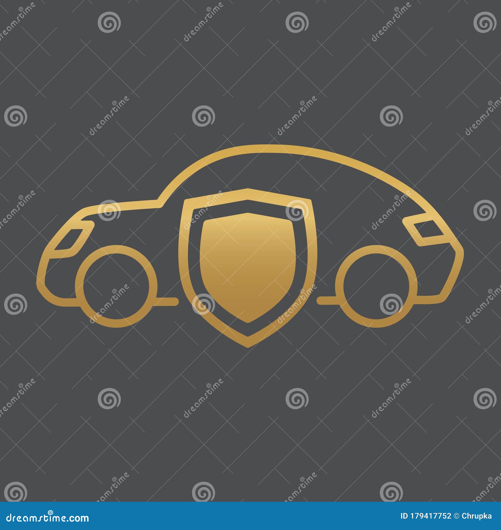 Golden Car with Shield, Insurance Concept Stock Vector - Illustration ...