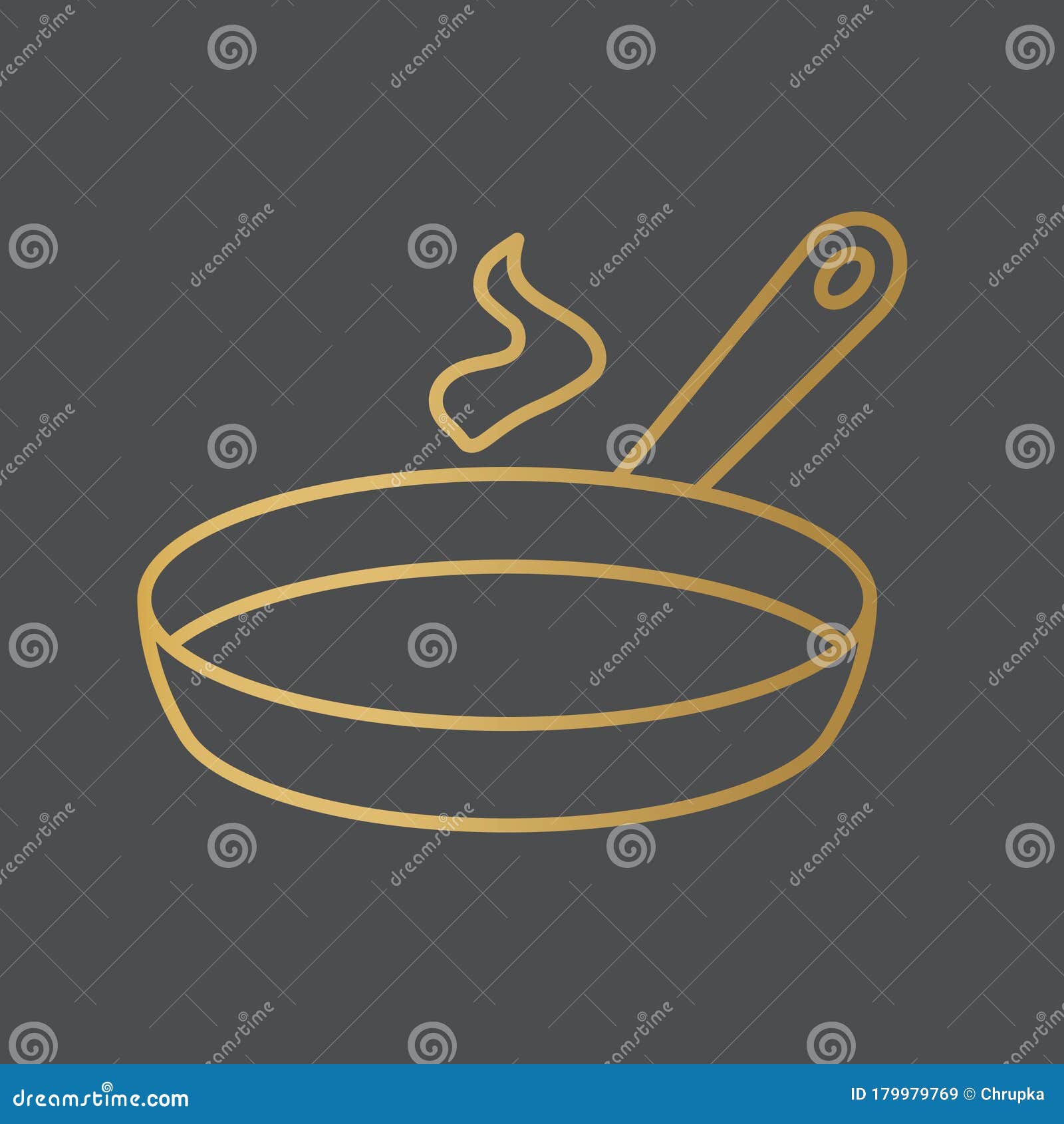 Golden frying pan icon stock vector. Illustration of grilled - 179979769