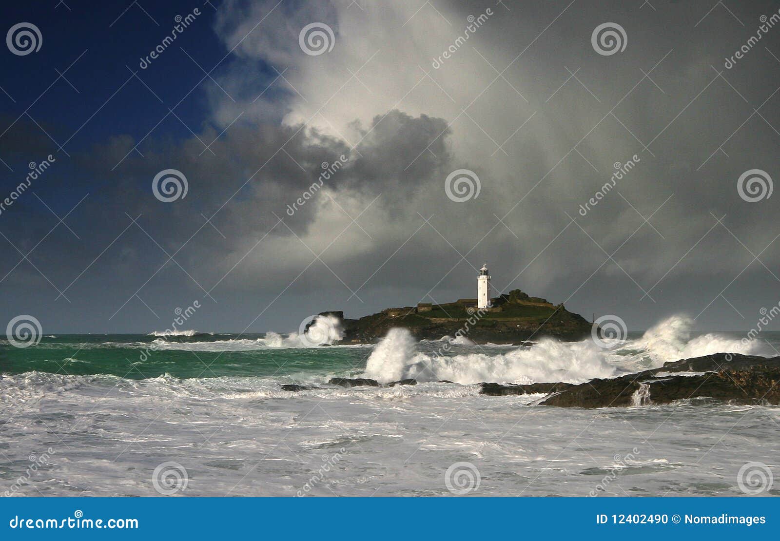 Godrevy Lighthouse West Cornwall Stock Photo - Image of house, wall ...