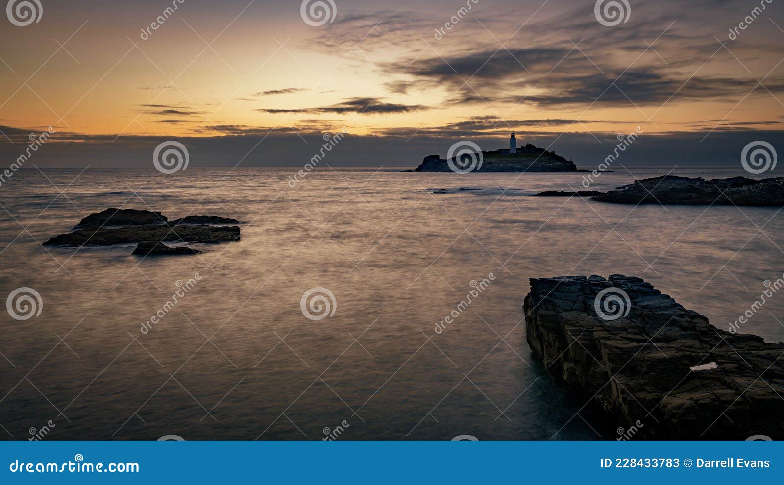 Godrevy Point Island at Sunset Stock Image - Image of nautical, stone ...
