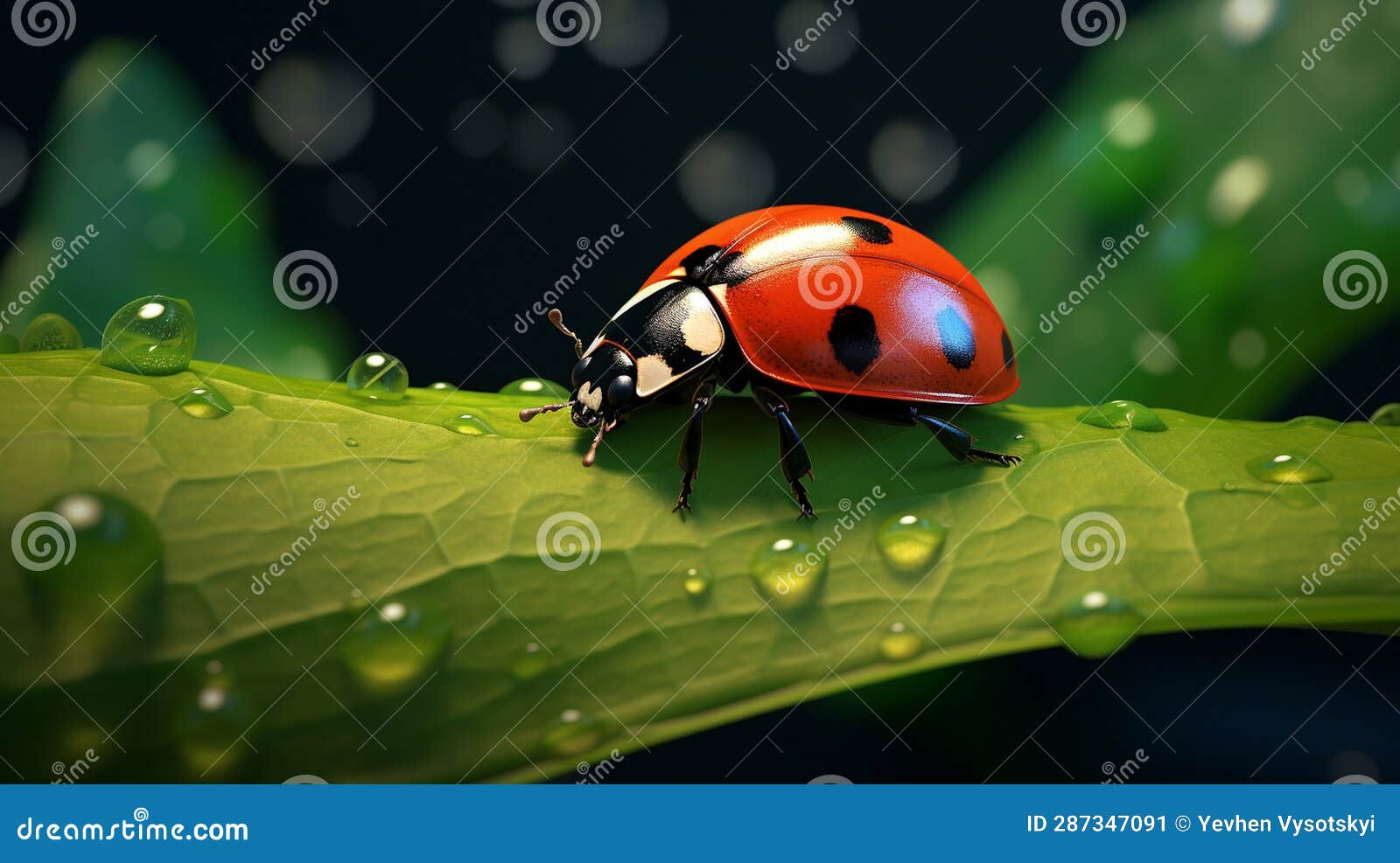 Gods Cow on the Sheet Ladybug Macro Green Sheet Digita_006 Stock ...
