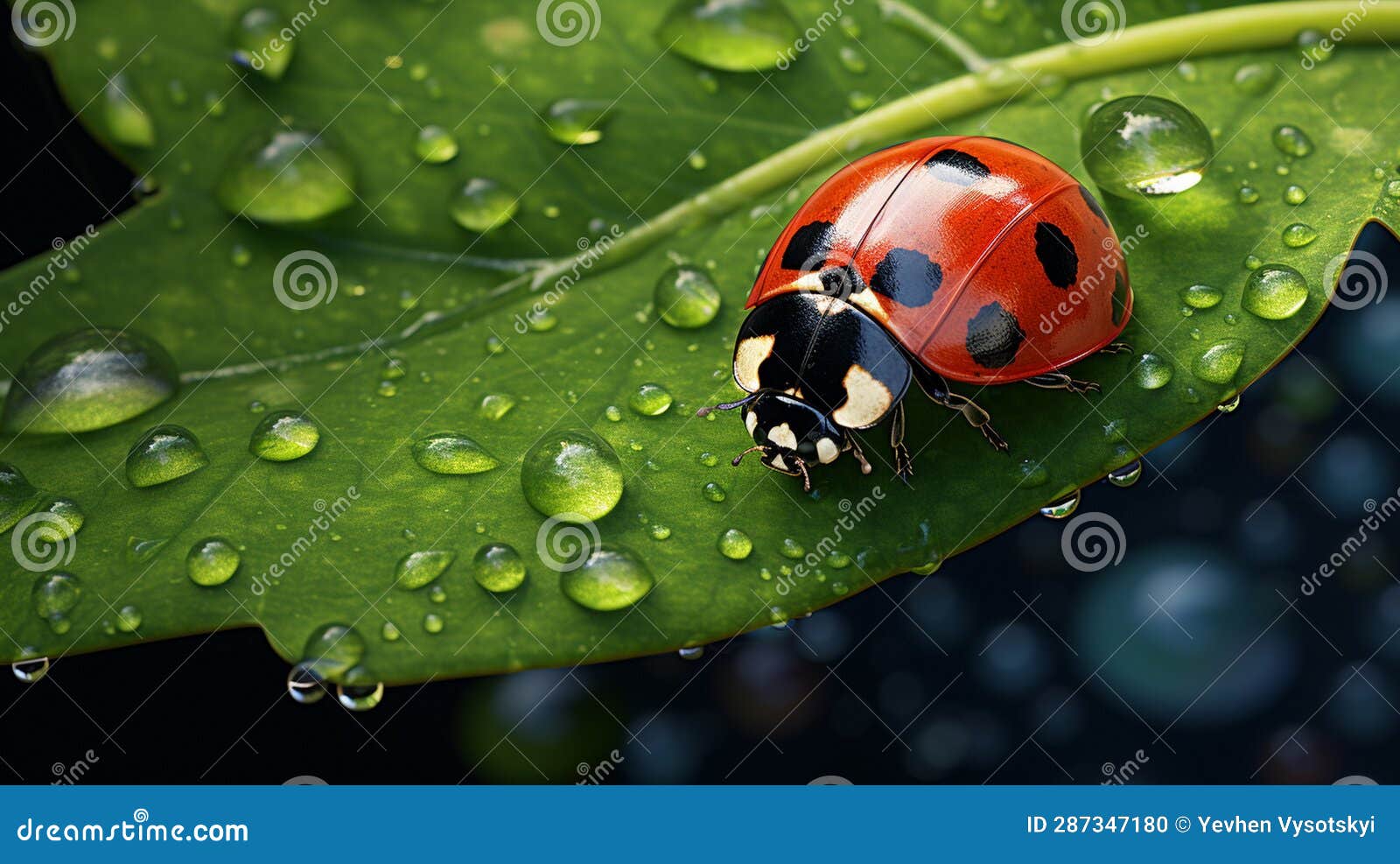 Gods Cow on the Sheet Ladybug Macro Green Sheet Digita_006 Stock ...