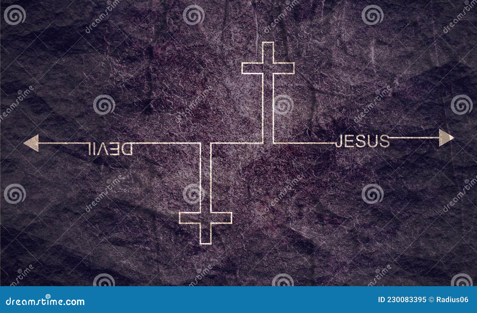 Gods and Satanic Thin Line Crosses with Way Arrows Stock Illustration ...