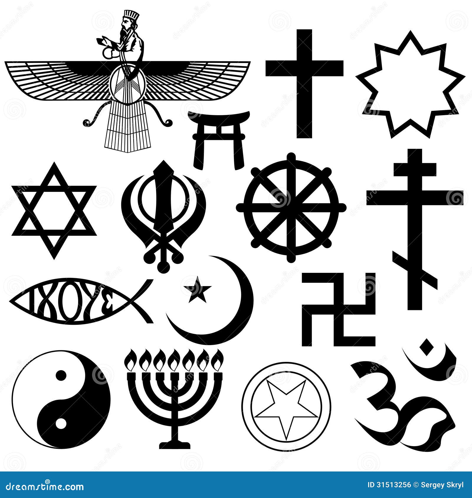 Godsdienstige symbolen vector illustratie. Illustration of personen ...