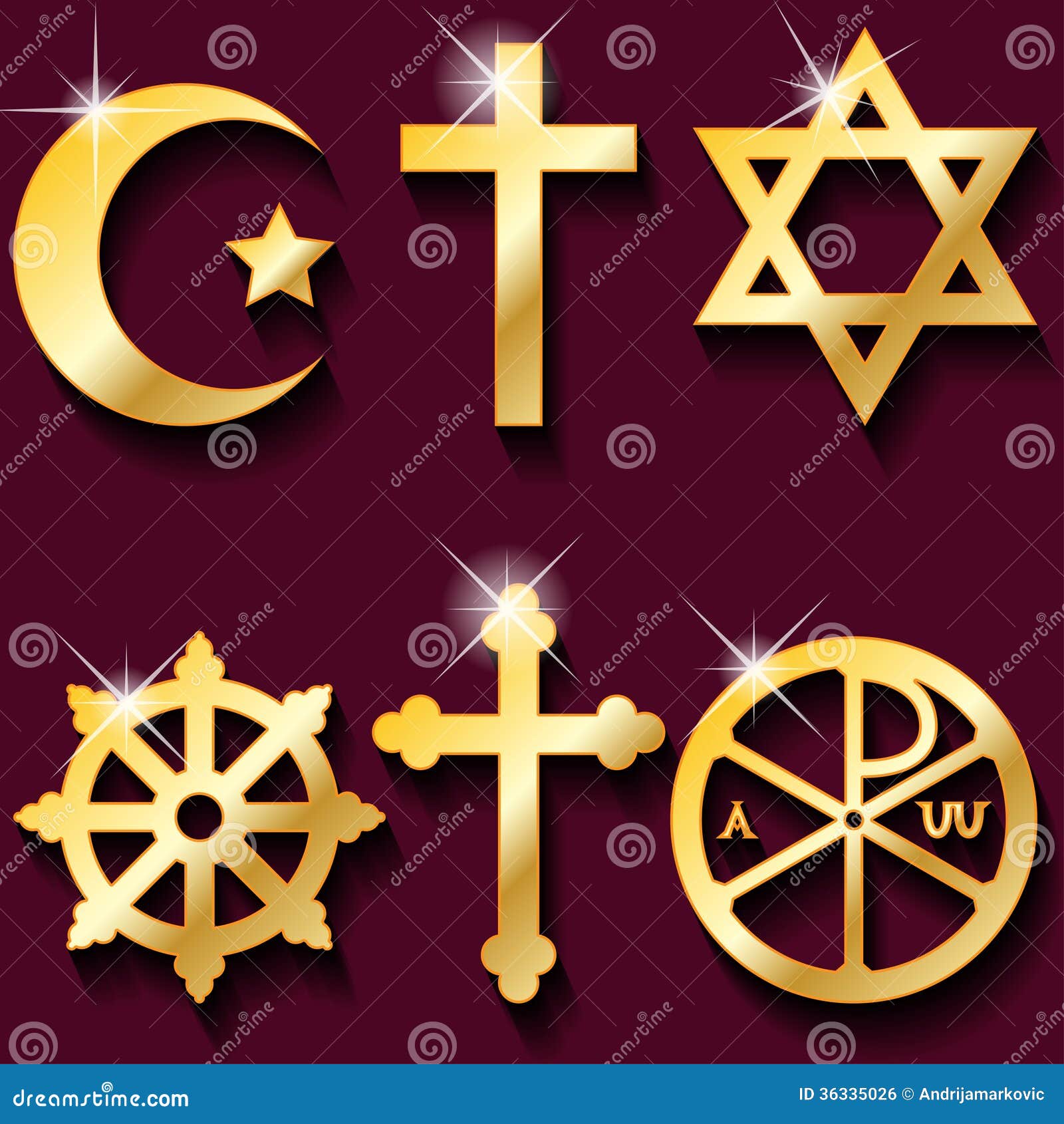 Godsdienstige symbolen vector illustratie. Illustration of milaan ...