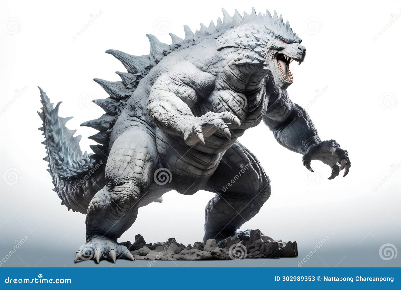 Godzilla model isolated stock illustration. Illustration of fear ...
