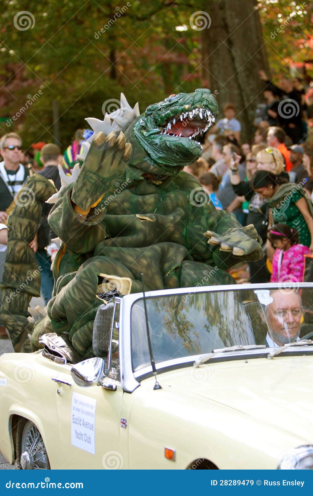 Godzilla Waves To Crowd in Halloween Parade Editorial Stock Image ...