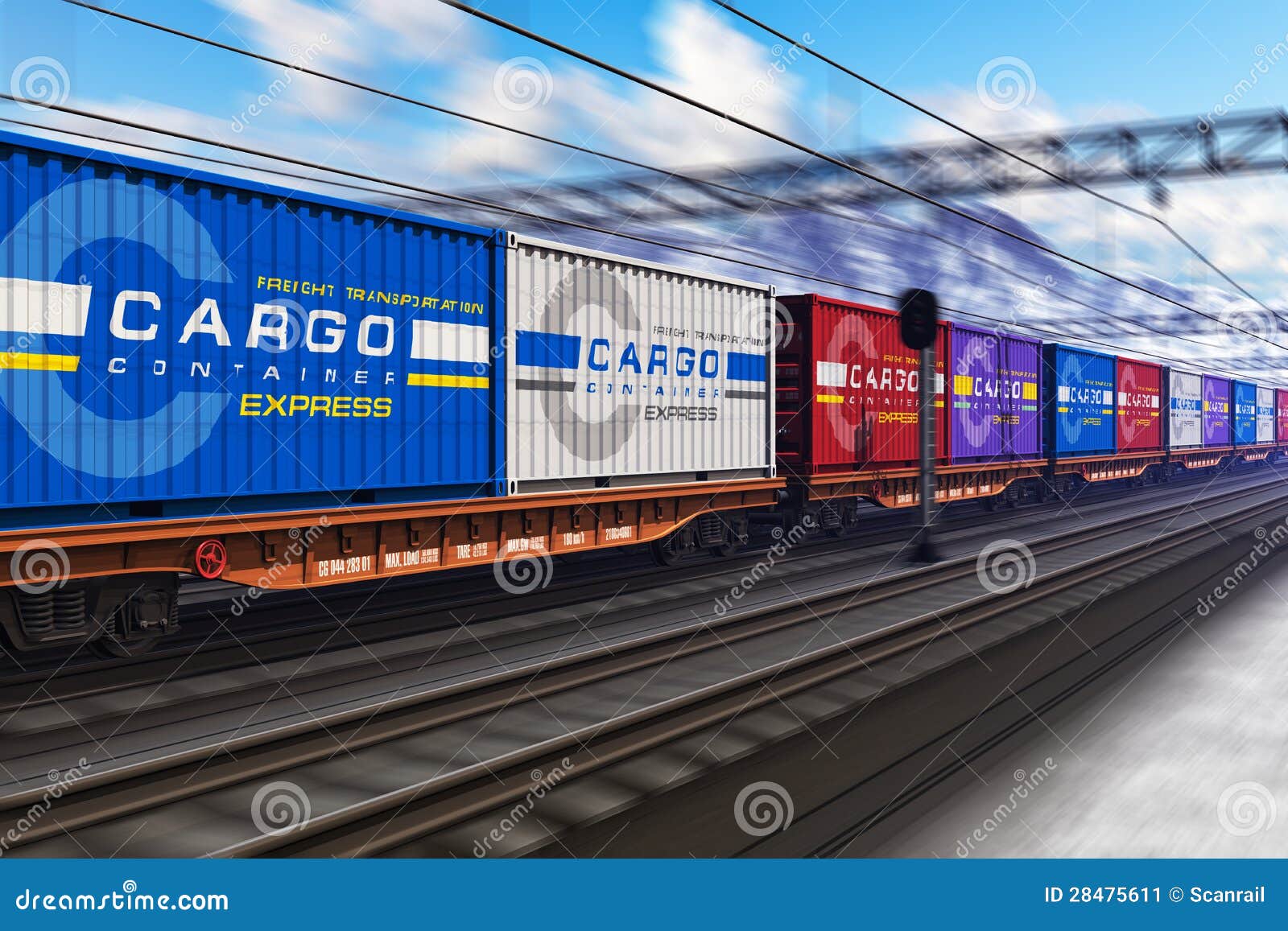 Goederentrein Met Ladingscontainers Stock Illustratie - Illustration of ...